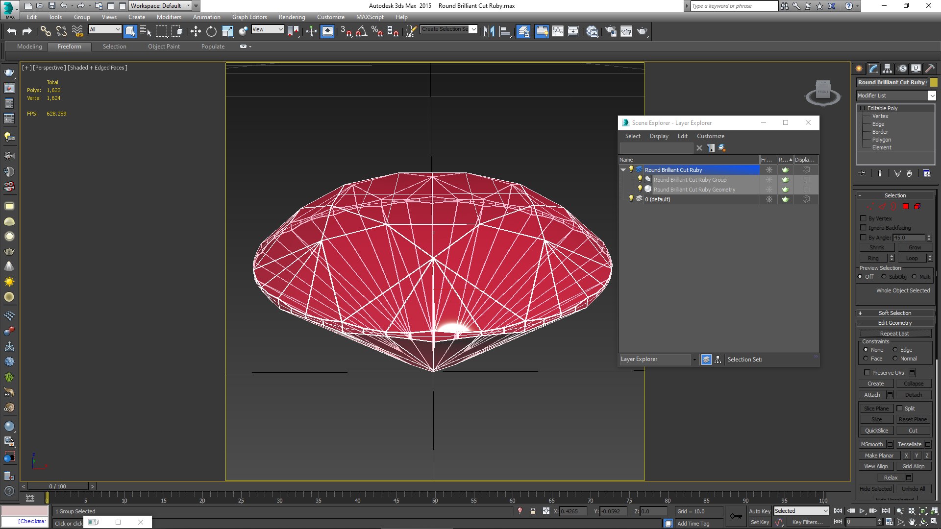 3D Round Brilliant Cut Ruby model - TurboSquid 1849014
