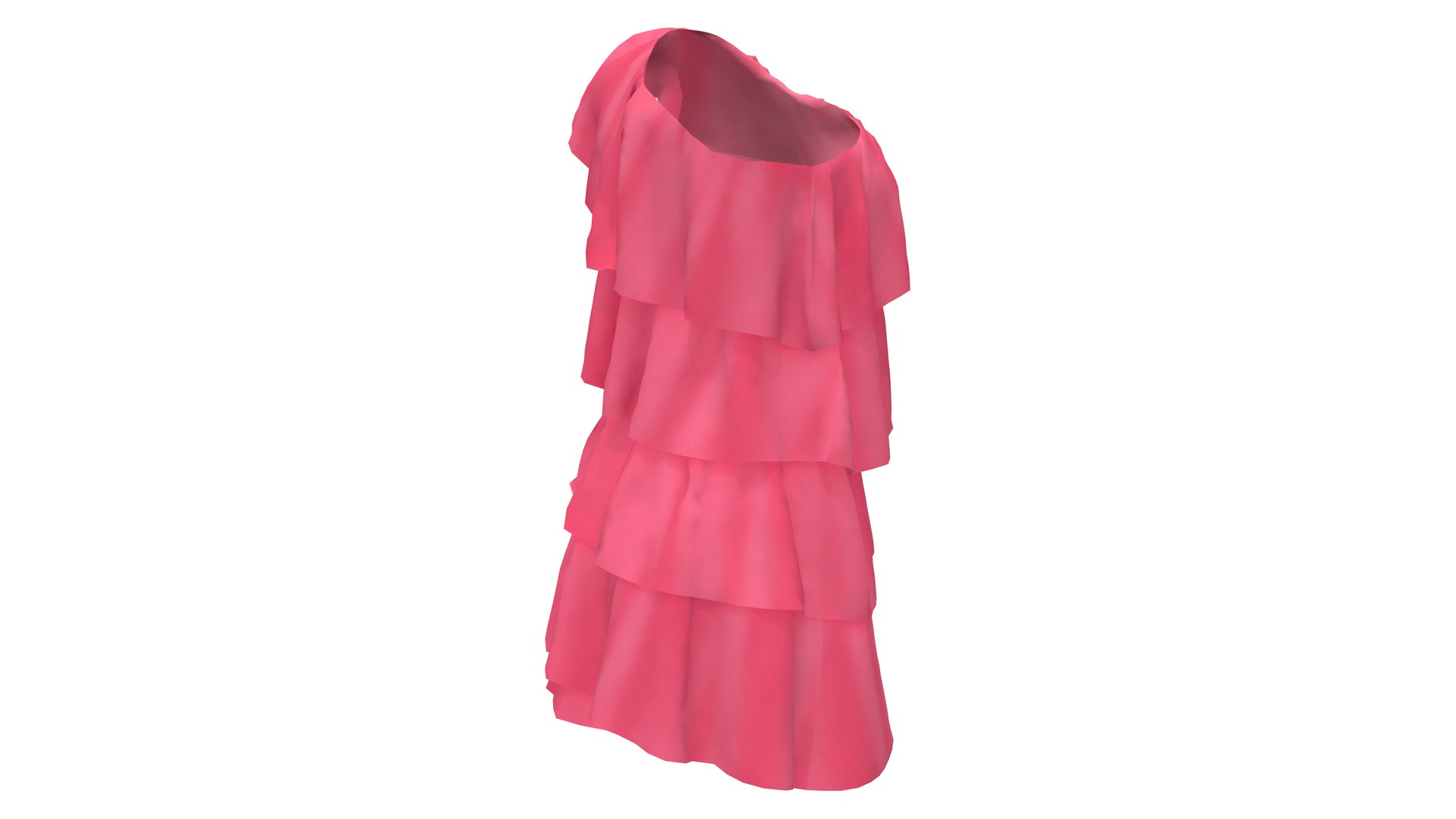 3D Ruffle One Shoulder Mini Dress - TurboSquid 1901108