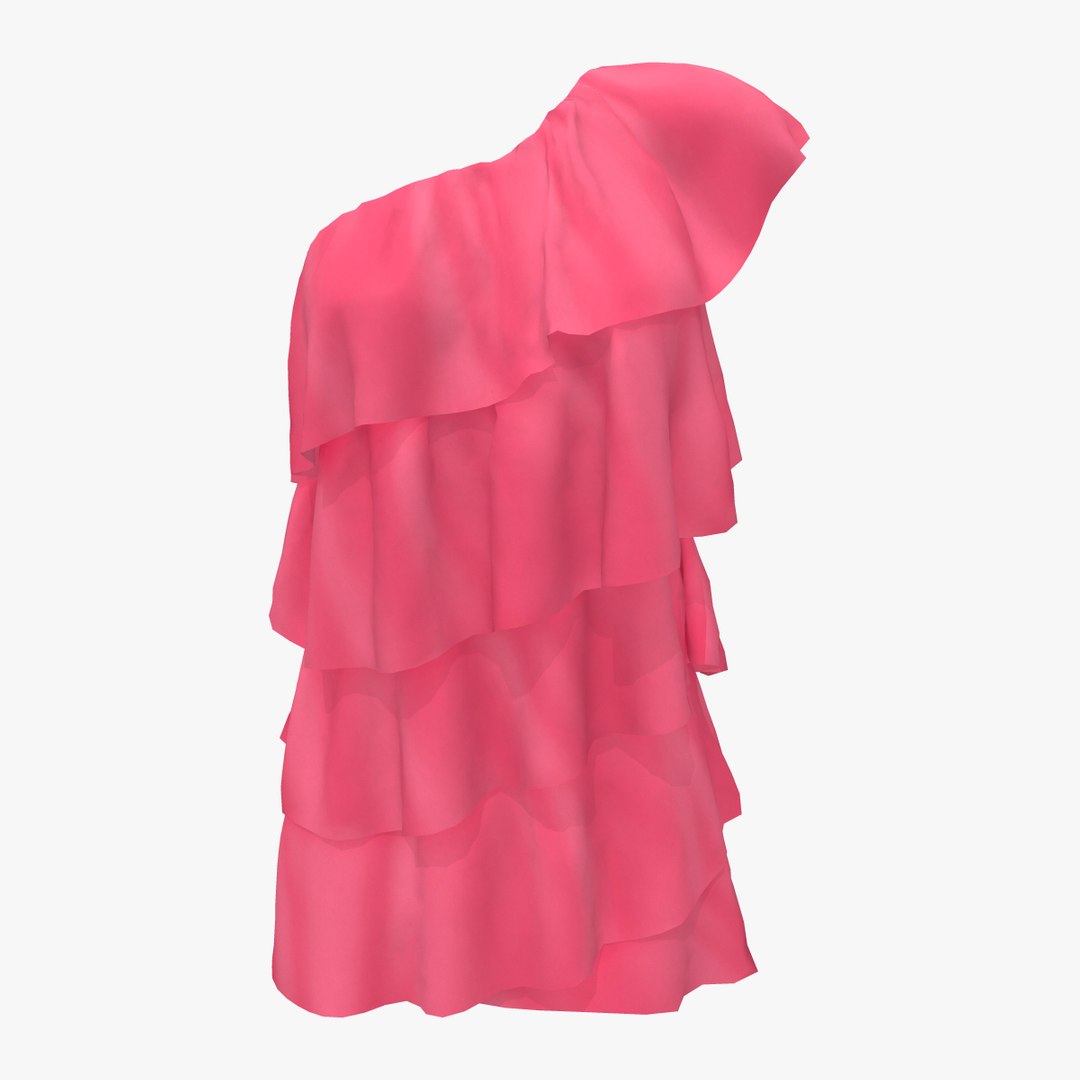3D Ruffle One Shoulder Mini Dress - TurboSquid 1901108