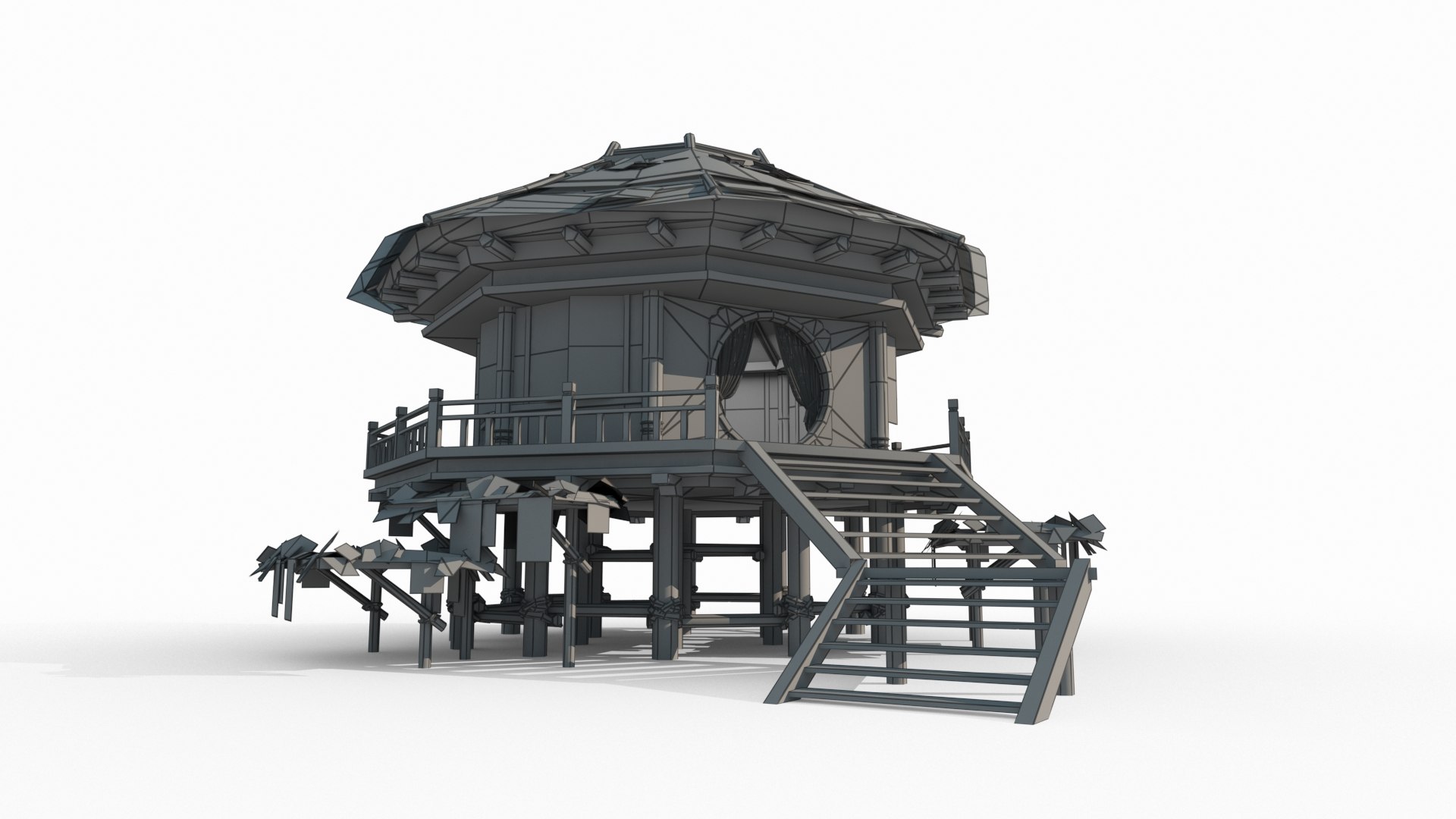 Circular Thatched Houses In Ancient Asian Architecture 3D - TurboSquid ...