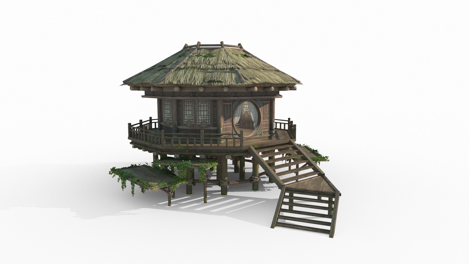 Circular Thatched Houses In Ancient Asian Architecture 3D - TurboSquid ...