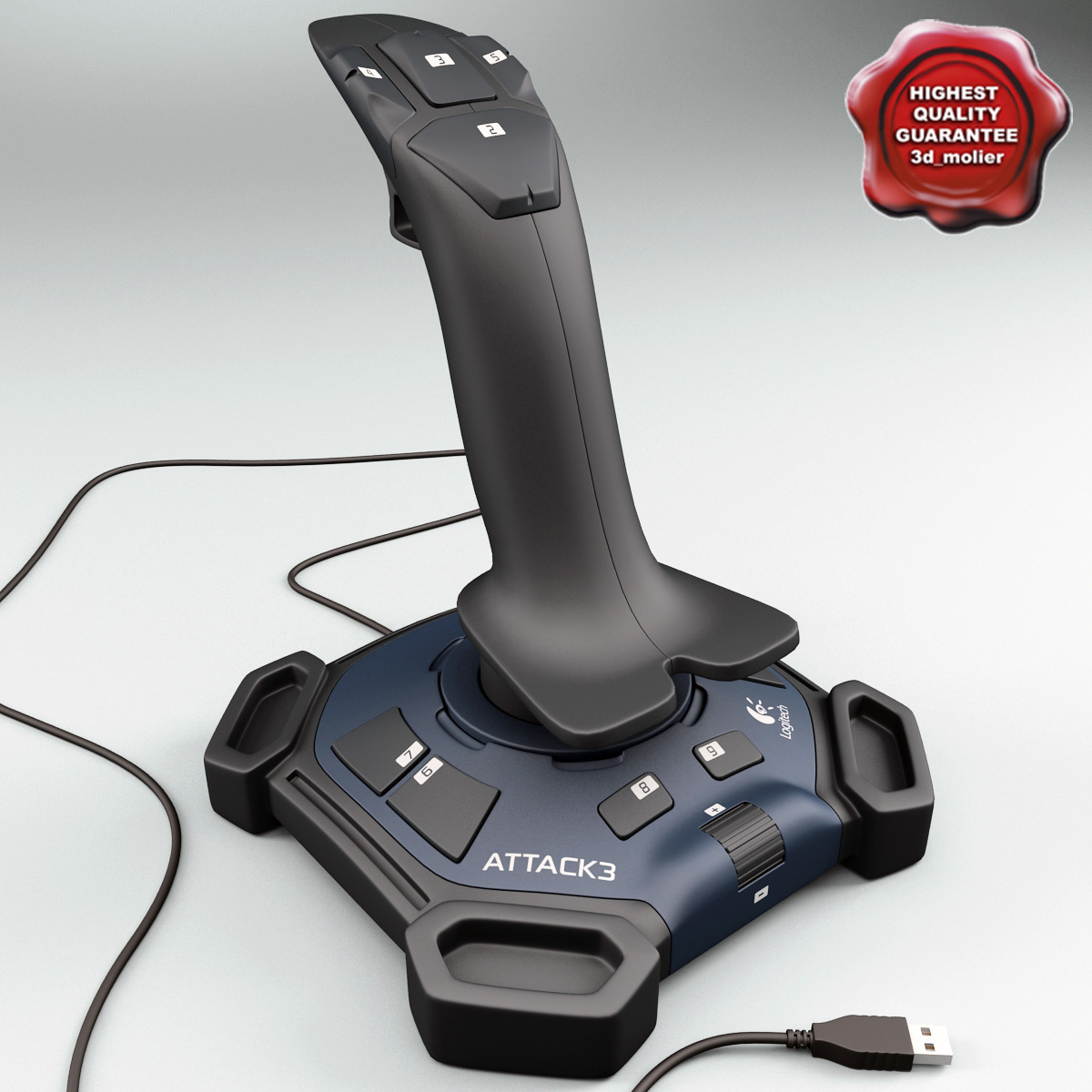 3d model joystick logitech attack 3