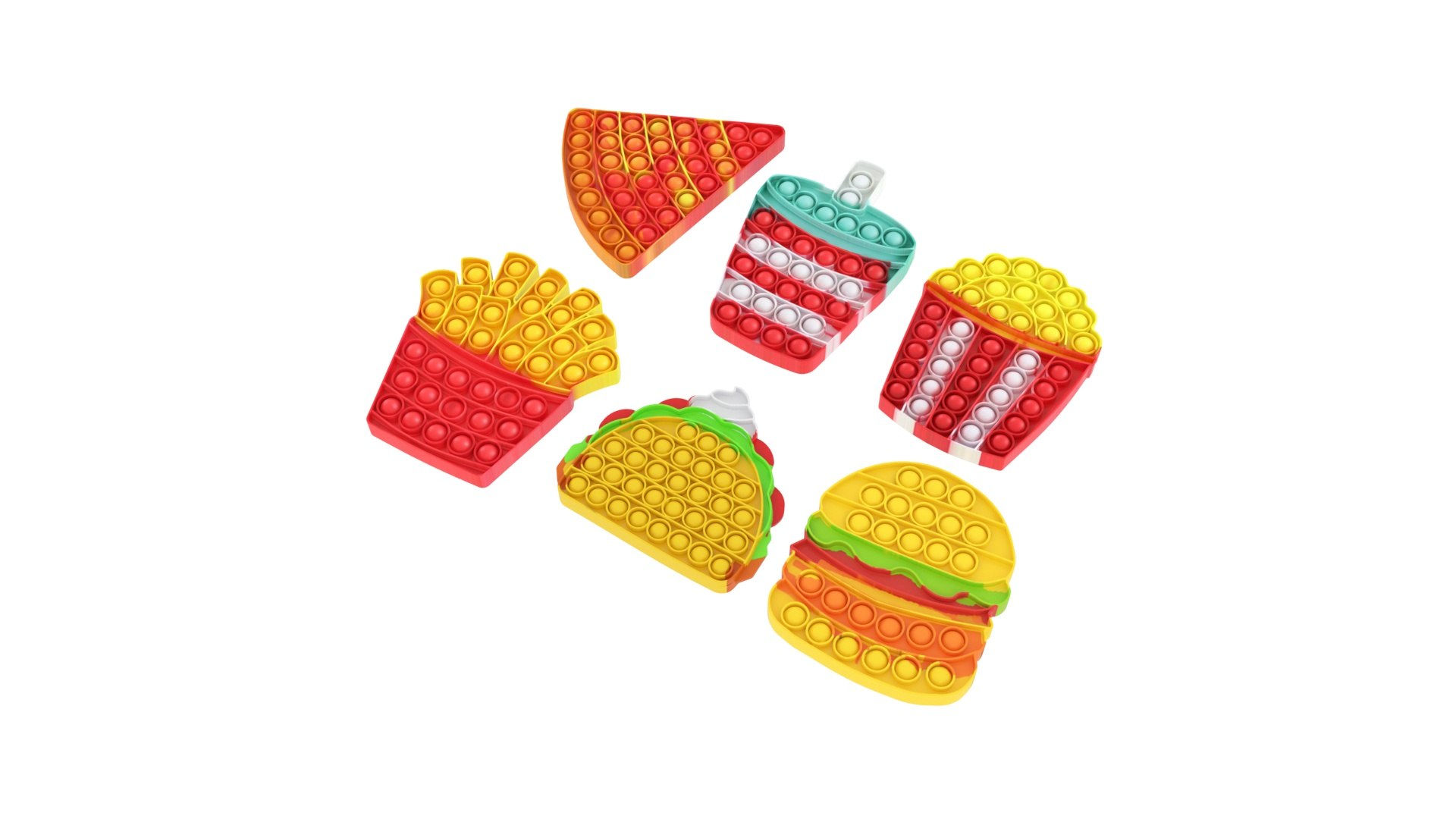 3D Fast Food Pop It Fidget Toys Set model - TurboSquid 1809638