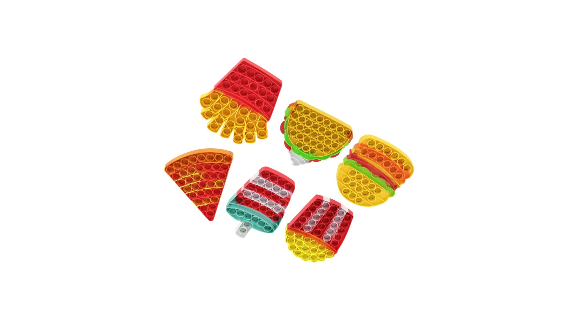 3D Fast Food Pop It Fidget Toys Set model - TurboSquid 1809638