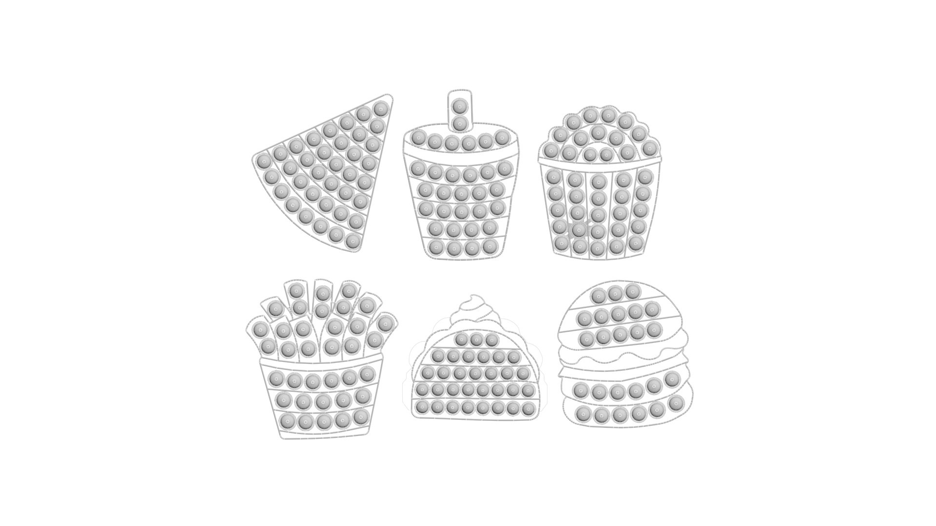 3D Fast Food Pop It Fidget Toys Set model - TurboSquid 1809638