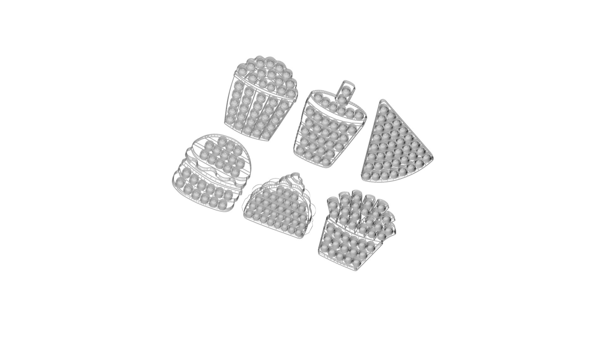 3D Fast Food Pop It Fidget Toys Set model - TurboSquid 1809638