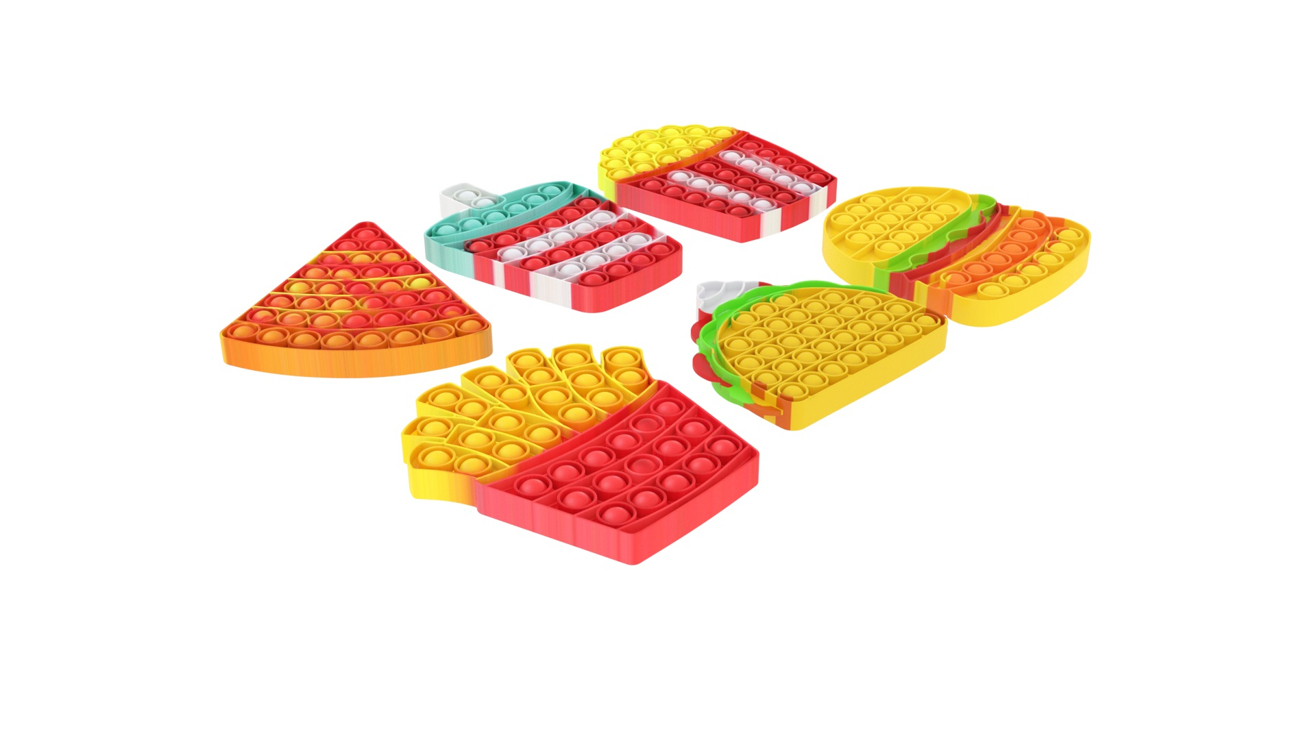 3D Fast Food Pop It Fidget Toys Set model - TurboSquid 1809638