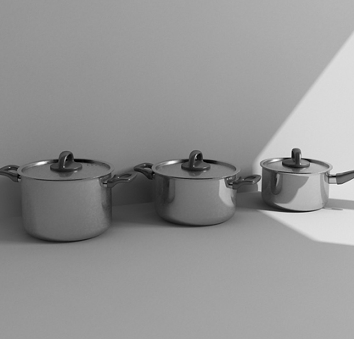 3d Model Set Pots Pans