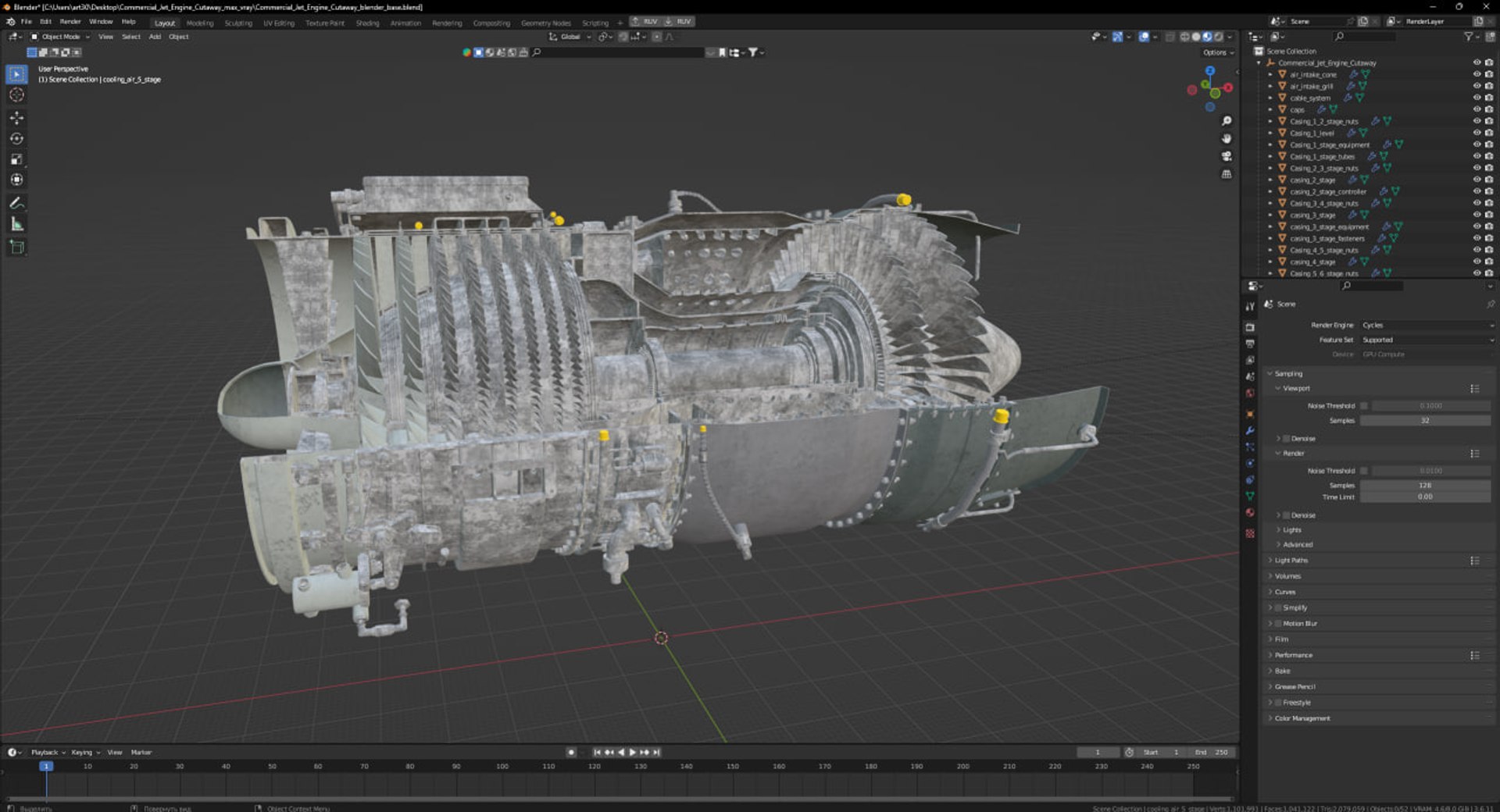 Commercial Jet Engine Cutaway 3D - TurboSquid 2350501