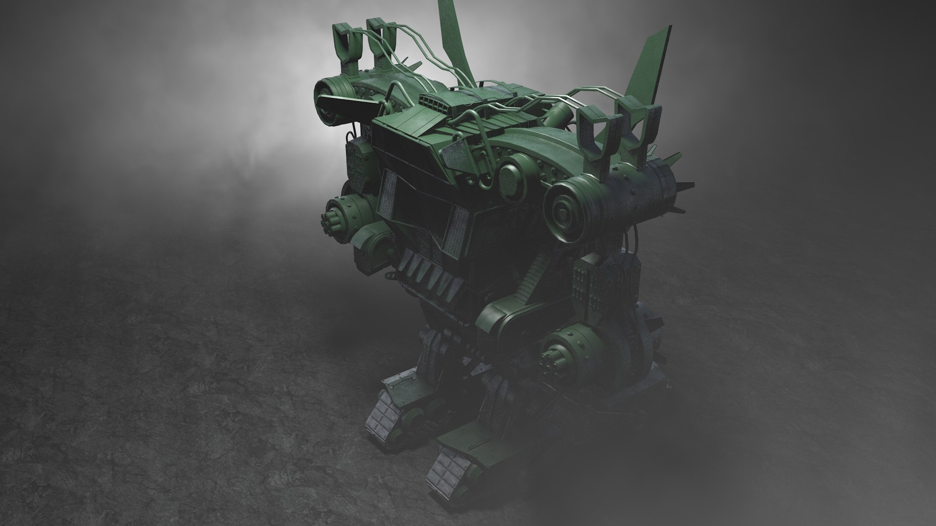 Battle Mecha With Tank Tracks 3D - TurboSquid 2198427