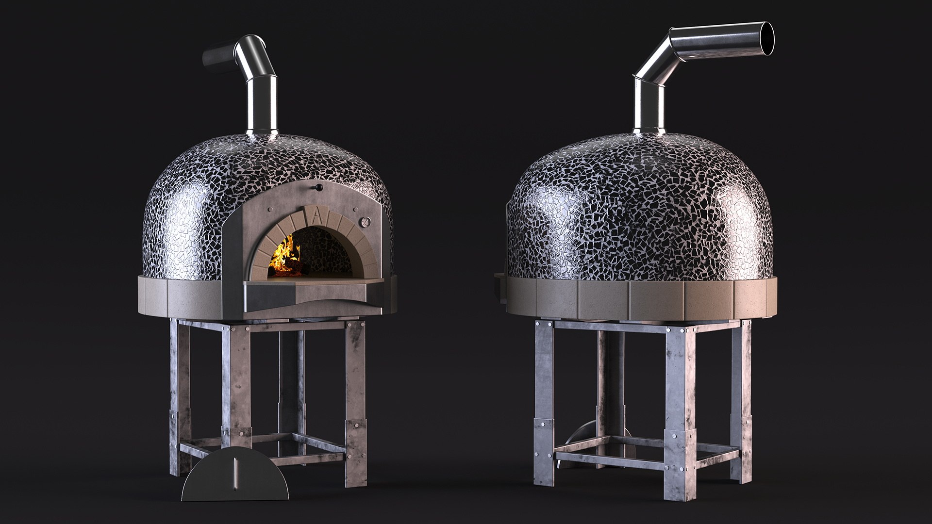 Wood Fired Pizza Oven Black 3D model - TurboSquid 2060279