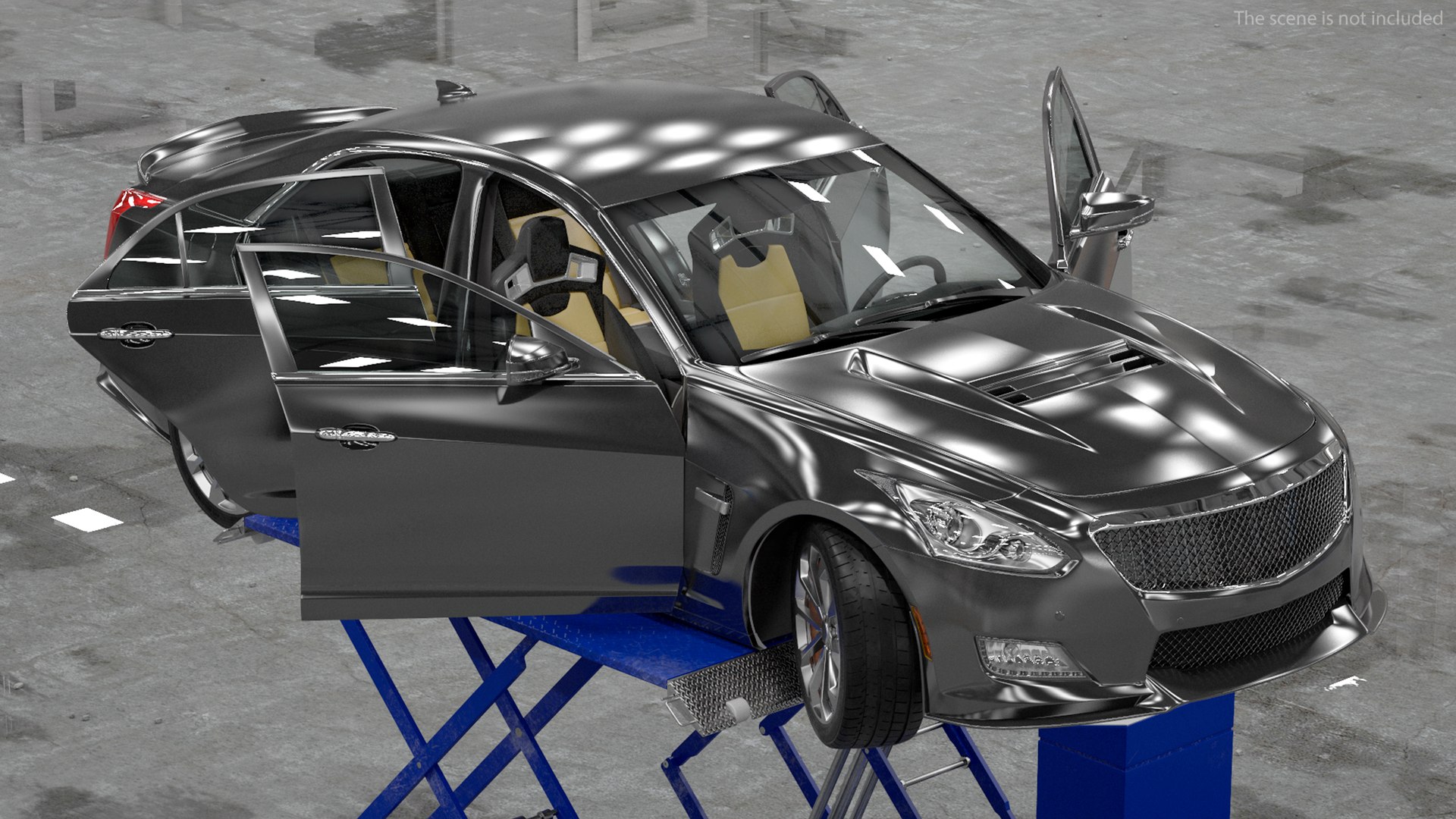 3D Automotive Scissor Lift and Sedan Rigged - TurboSquid 1962421