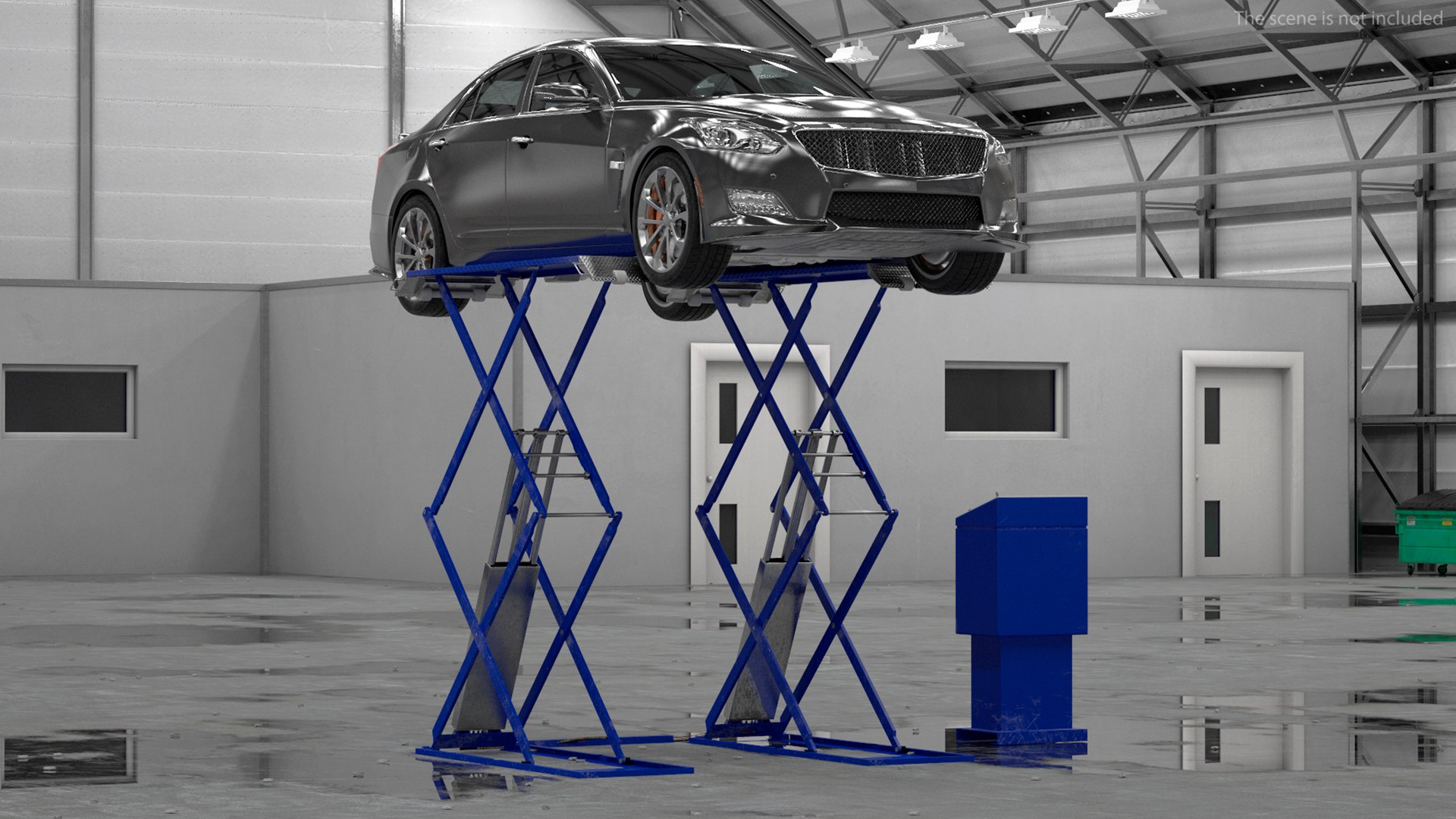 3D Automotive Scissor Lift and Sedan Rigged - TurboSquid 1962421