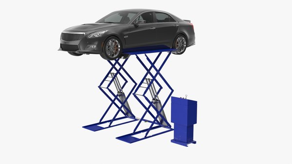 modelo 3d Automotive Scissor Lift and Sedan Rigged - TurboSquid 1962421