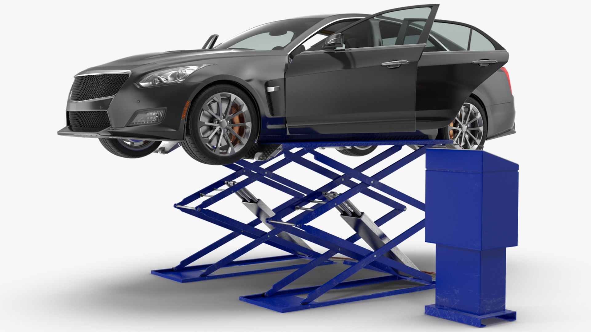 3D Automotive Scissor Lift and Sedan Rigged - TurboSquid 1962421