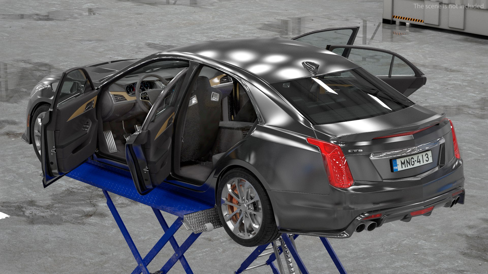 3D Automotive Scissor Lift and Sedan Rigged - TurboSquid 1962421