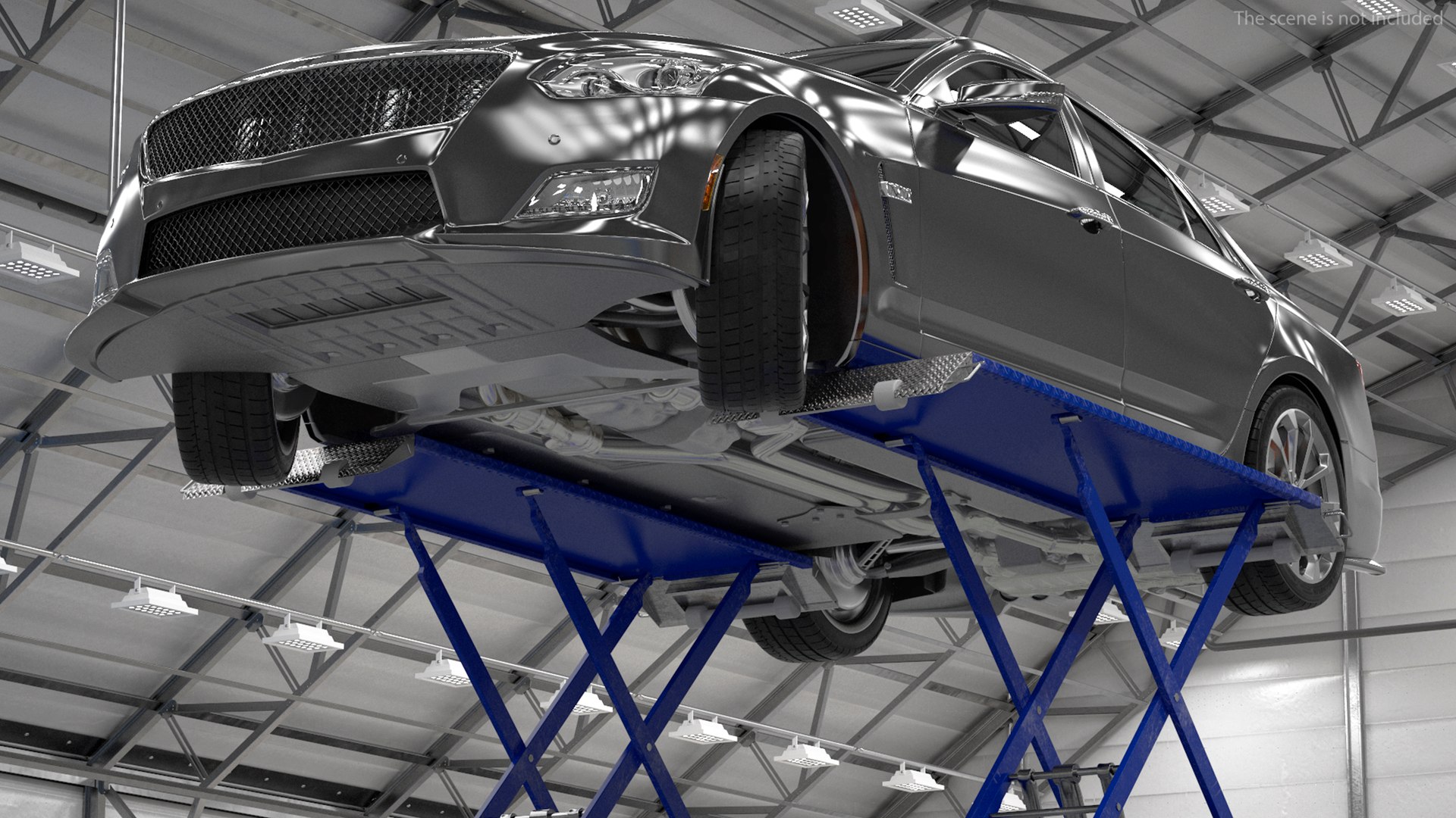 3D Automotive Scissor Lift and Sedan Rigged - TurboSquid 1962421