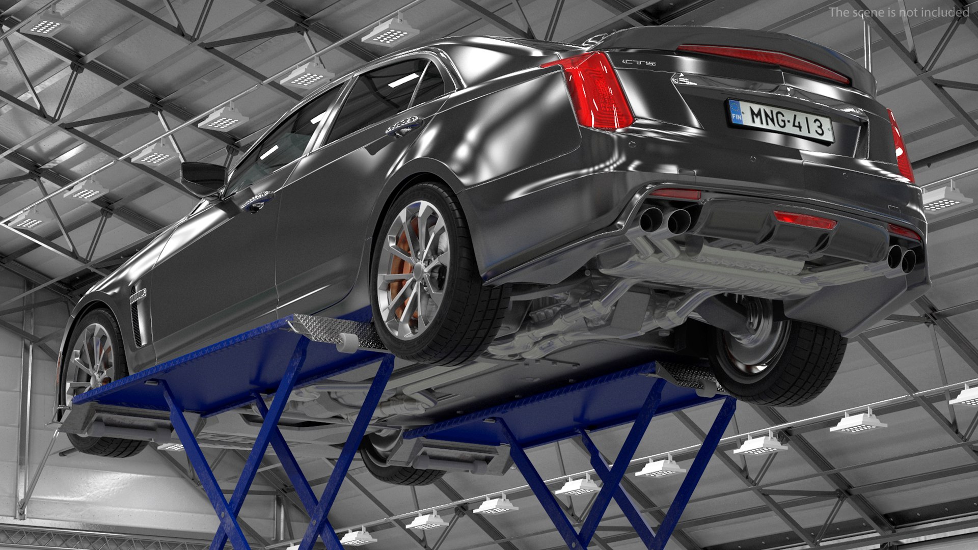 3D Automotive Scissor Lift and Sedan Rigged - TurboSquid 1962421