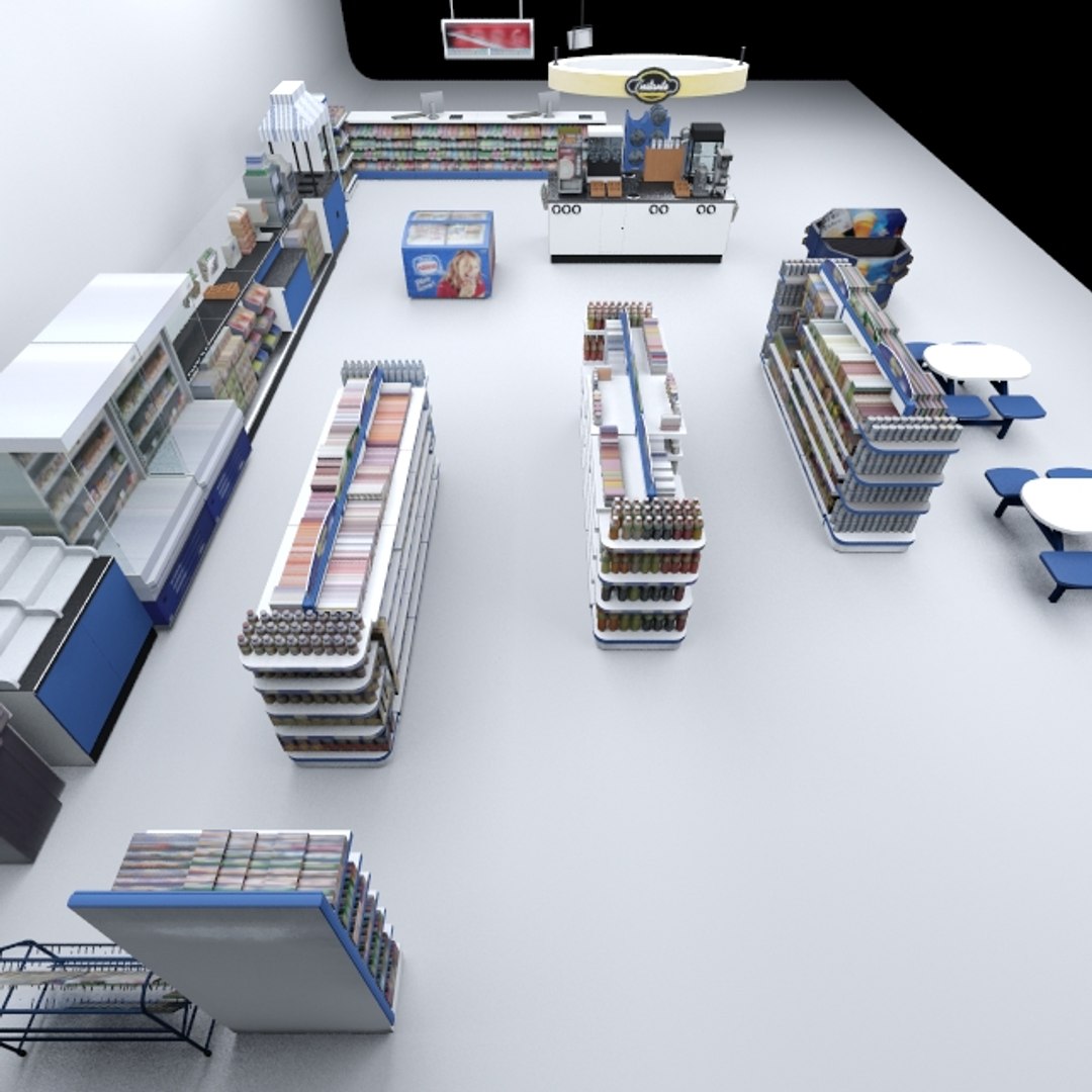 Convenience Store Furniture Bar 3d Model