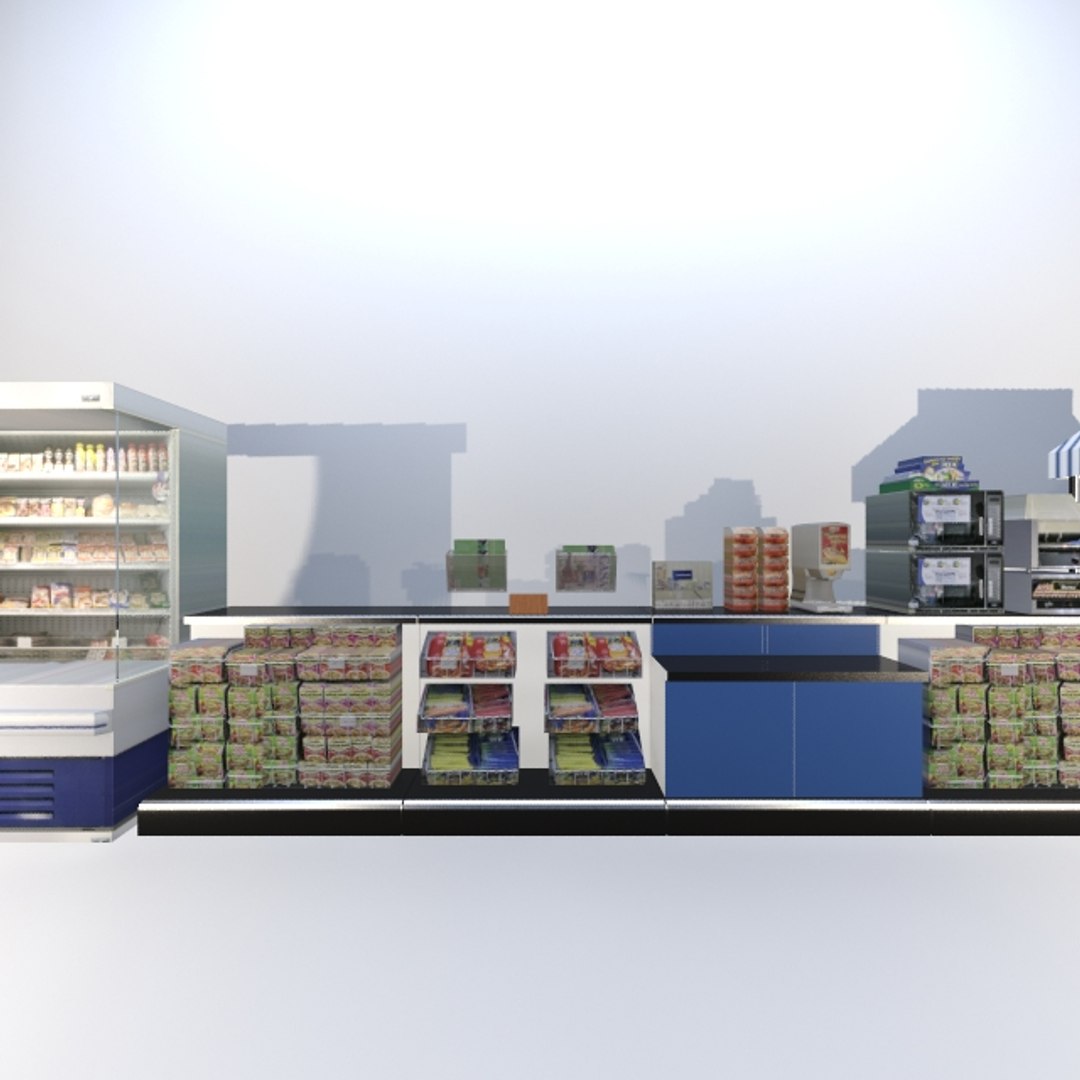Convenience Store Furniture Bar 3d Model