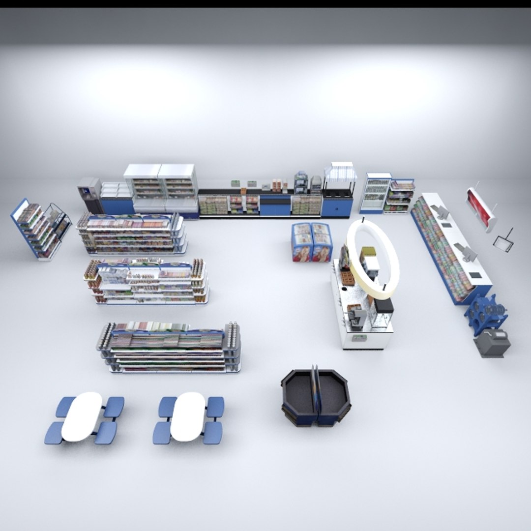 Convenience Store Furniture Bar 3d Model