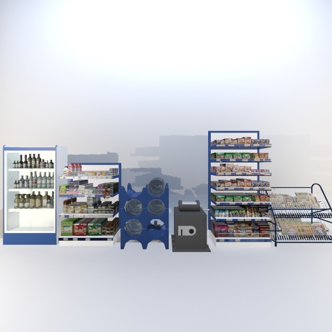 Convenience Store Furniture Bar 3d Model
