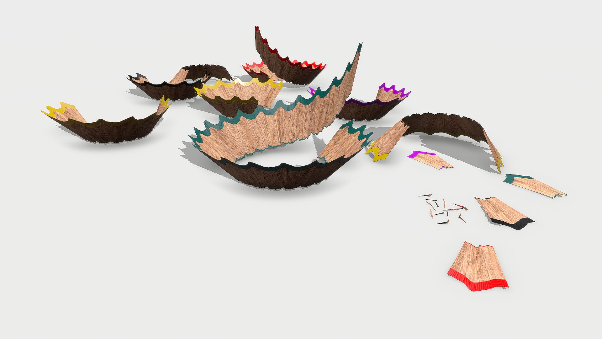 3D Pencil Chips - 5 Color Model - TurboSquid 1993091