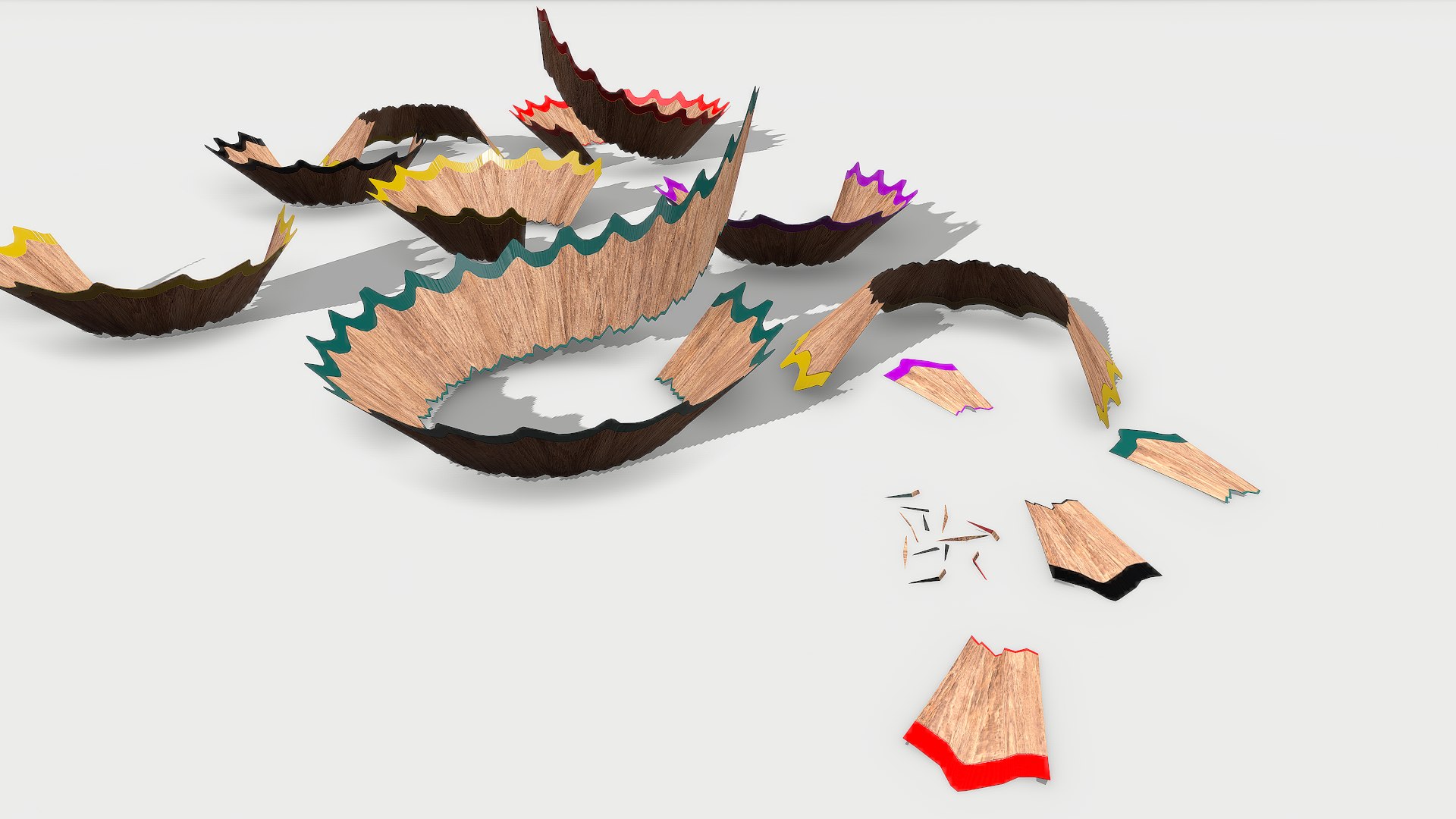 3D Pencil Chips - 5 Color Model - TurboSquid 1993091