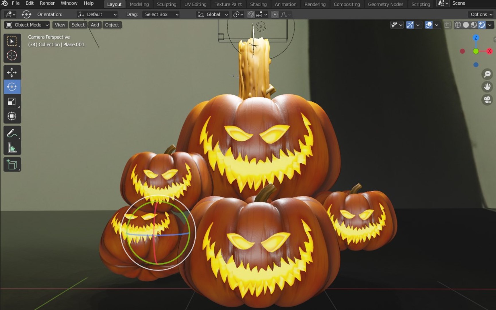 3D Halloween Pumpkin With Horror Tree 3D Model Low-poly 3D Model ...