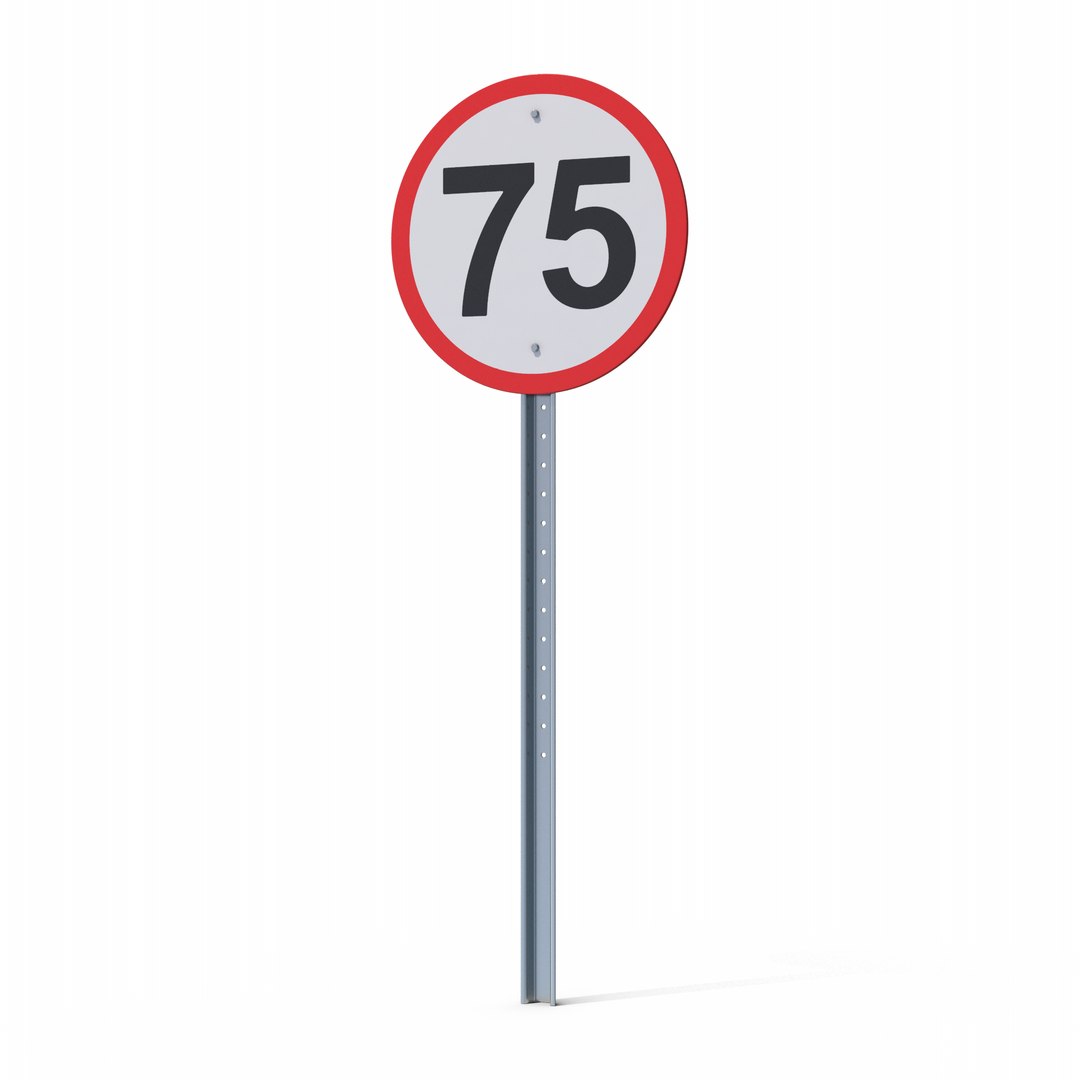 3D Road Sign Maximum Speed 75 - TurboSquid 2105491