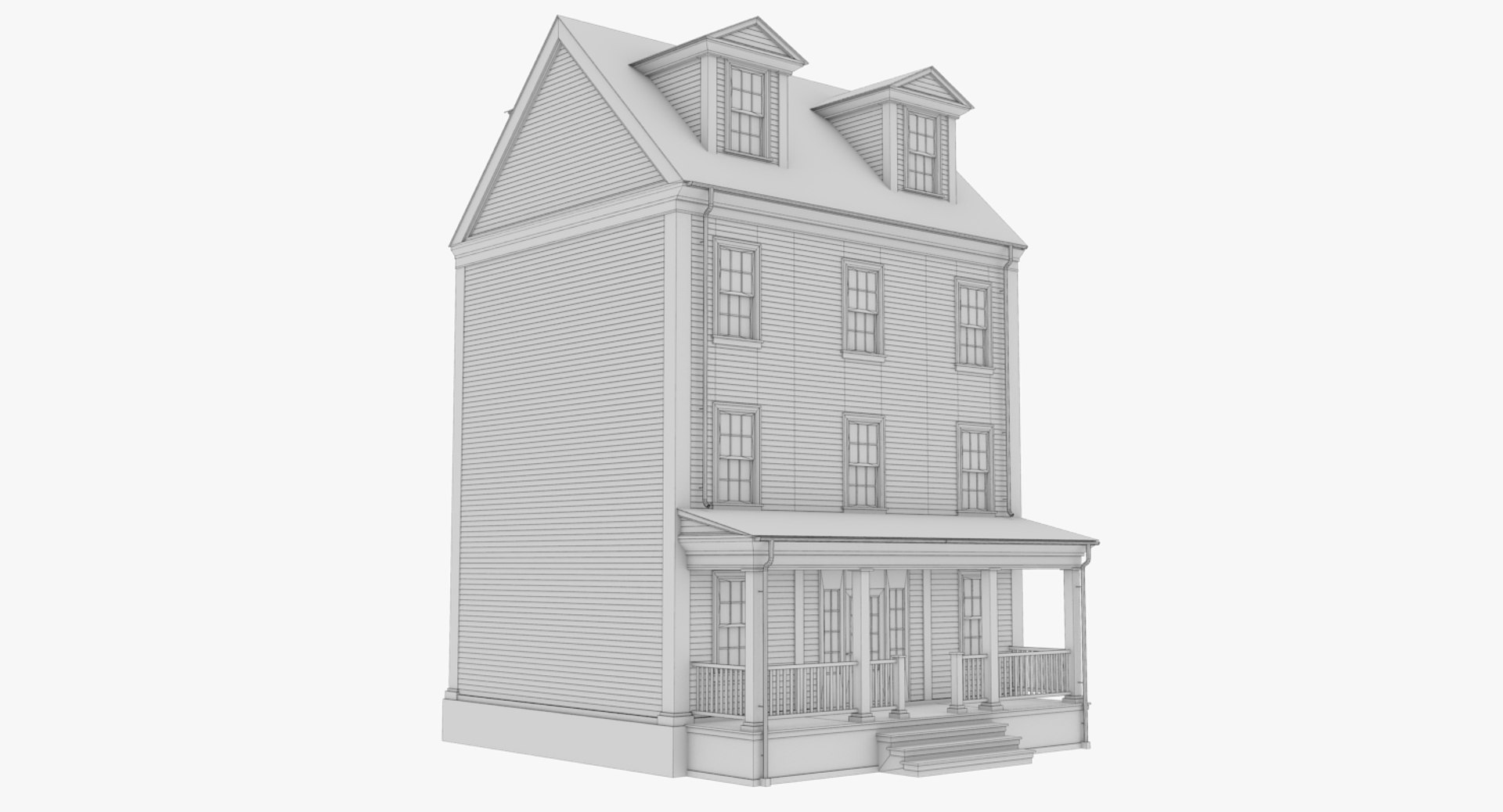 Colonial townhouse 1 3D model - TurboSquid 1196098