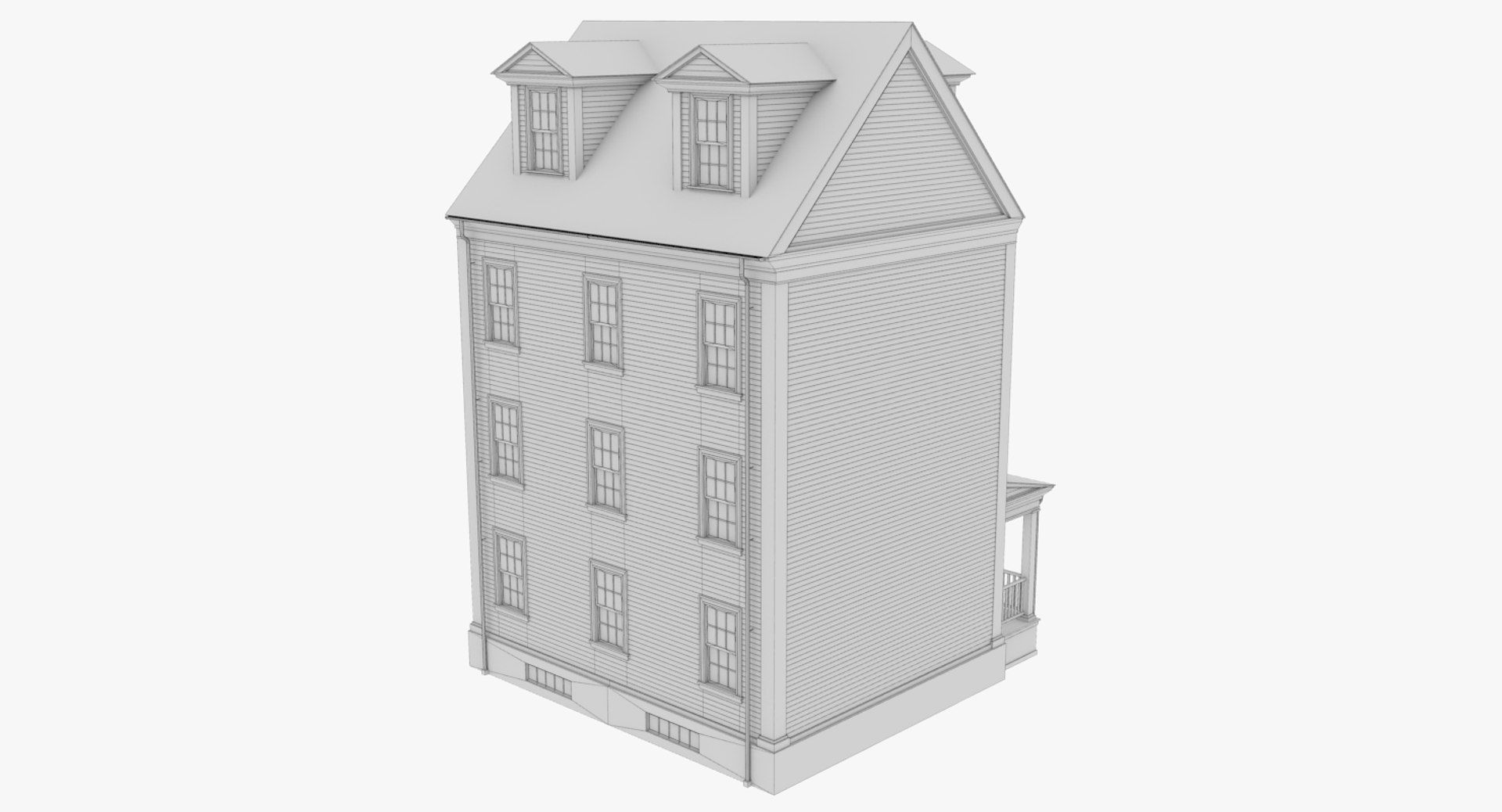 Colonial townhouse 1 3D model - TurboSquid 1196098
