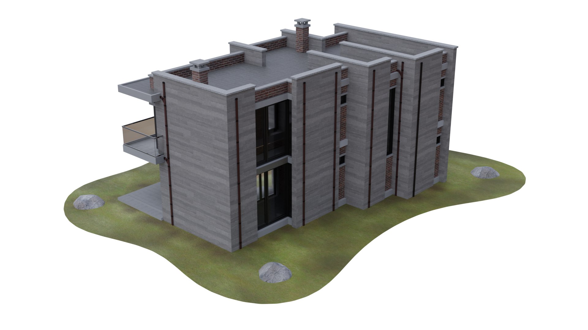 3D Concrete House Model - TurboSquid 2105881