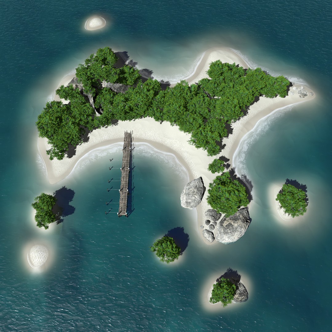 c4d modeled island pier
