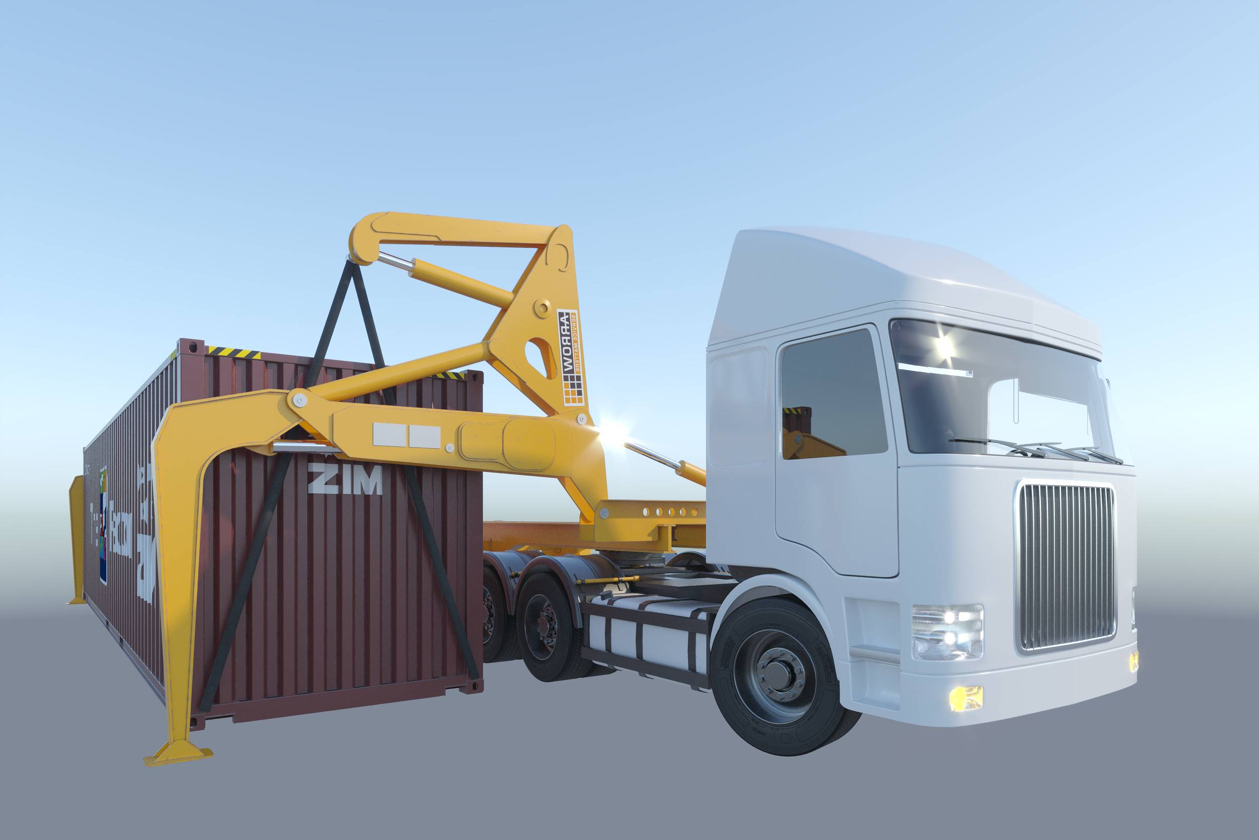 3D Generic 20 ft and 40 ft Container Sidelifter Rigged Animated ...