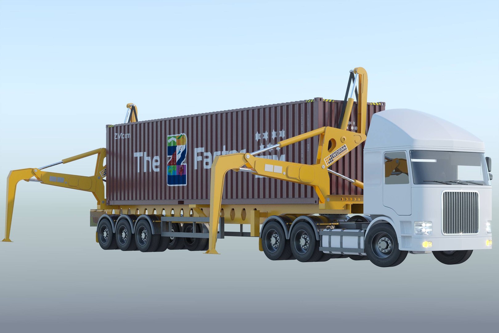 3D Generic 20 Ft And 40 Ft Container Sidelifter Rigged Animated ...