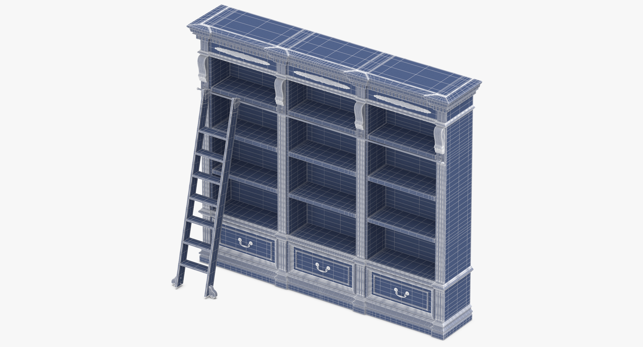 3D classical book shelf model - TurboSquid 1334694