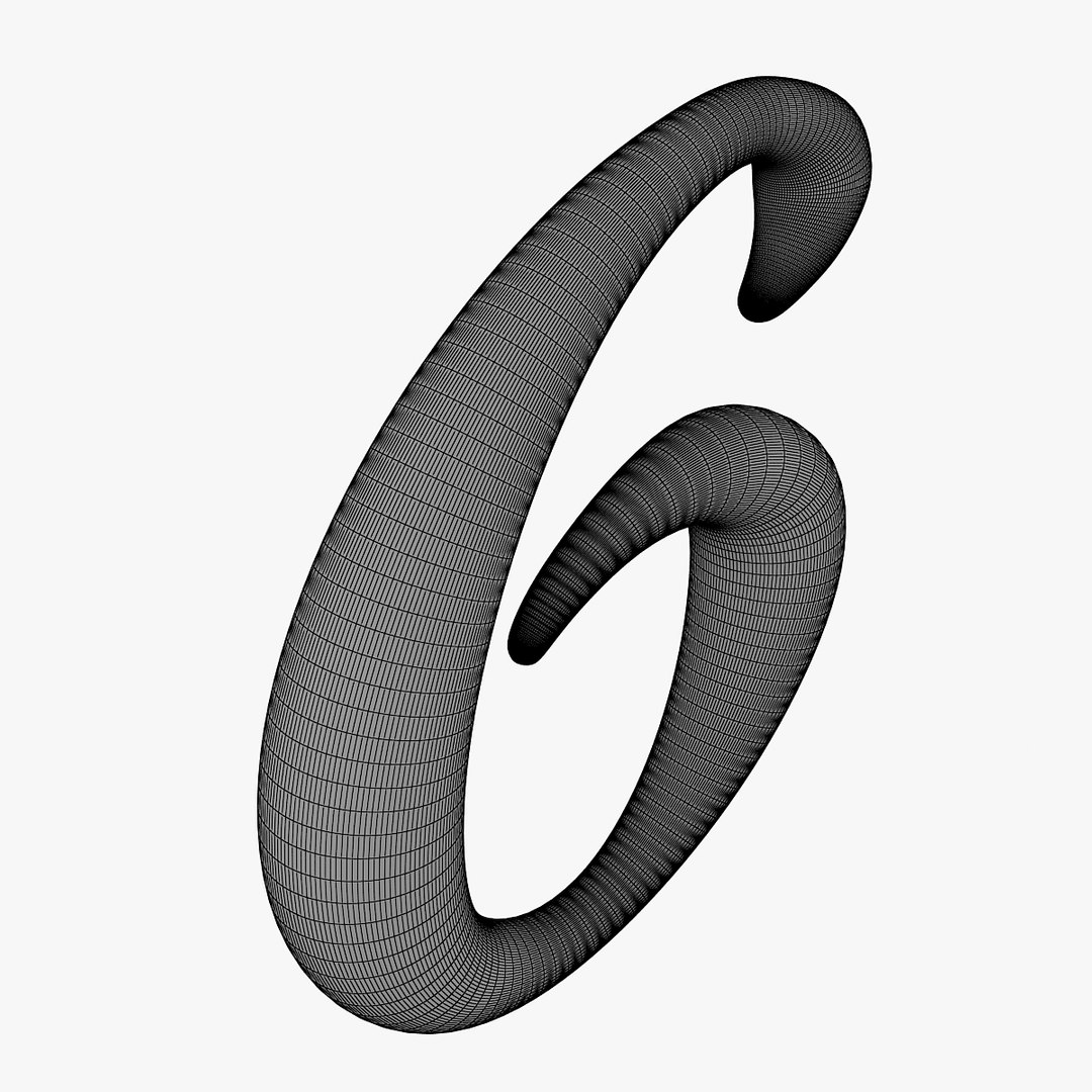 Calligraphic Digit 6 Number Model - TurboSquid 1389336