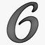 Calligraphic Digit 6 Number Model - TurboSquid 1389336