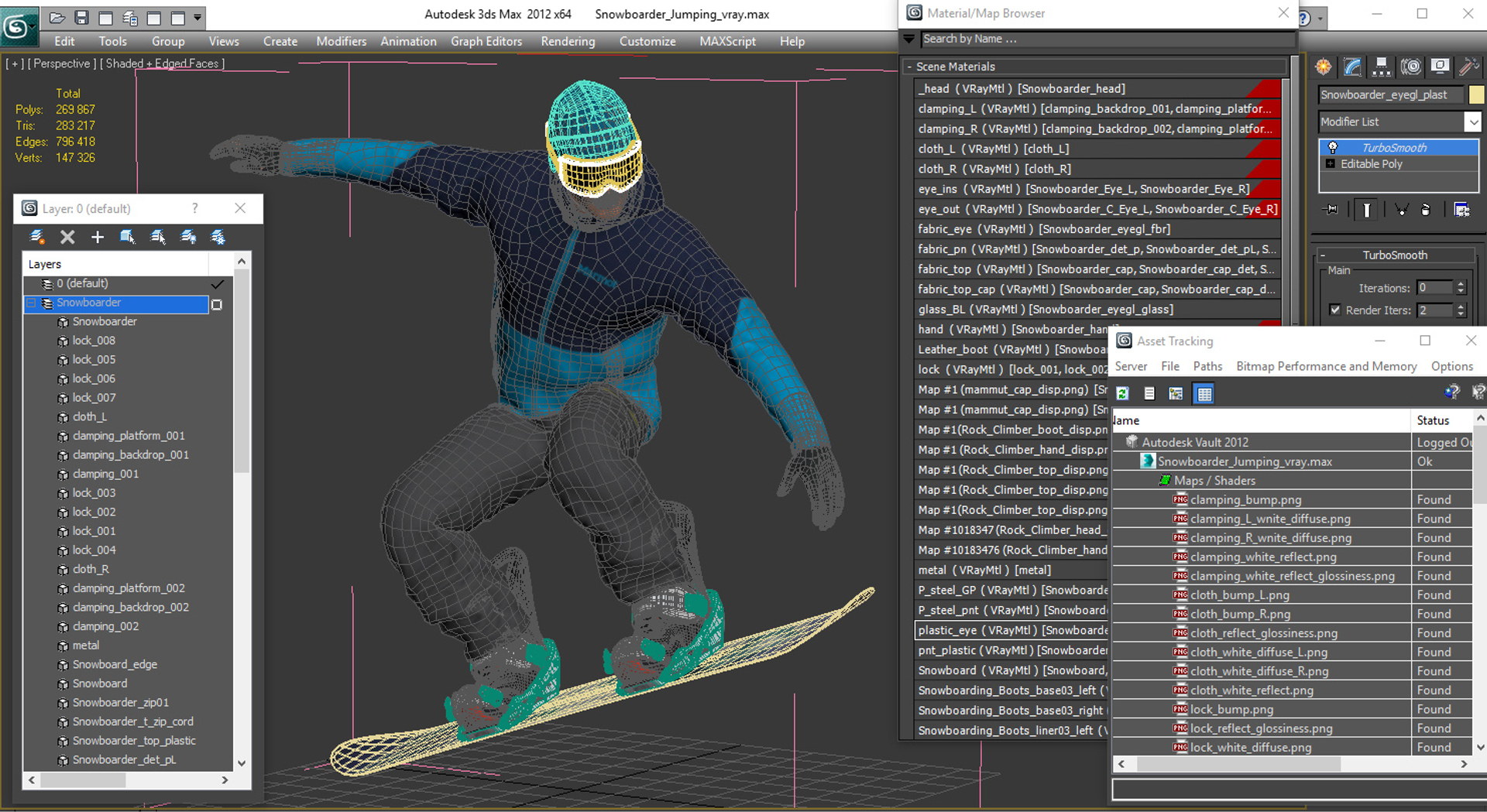 Snowboarder jumping boards 3D model - TurboSquid 1369369