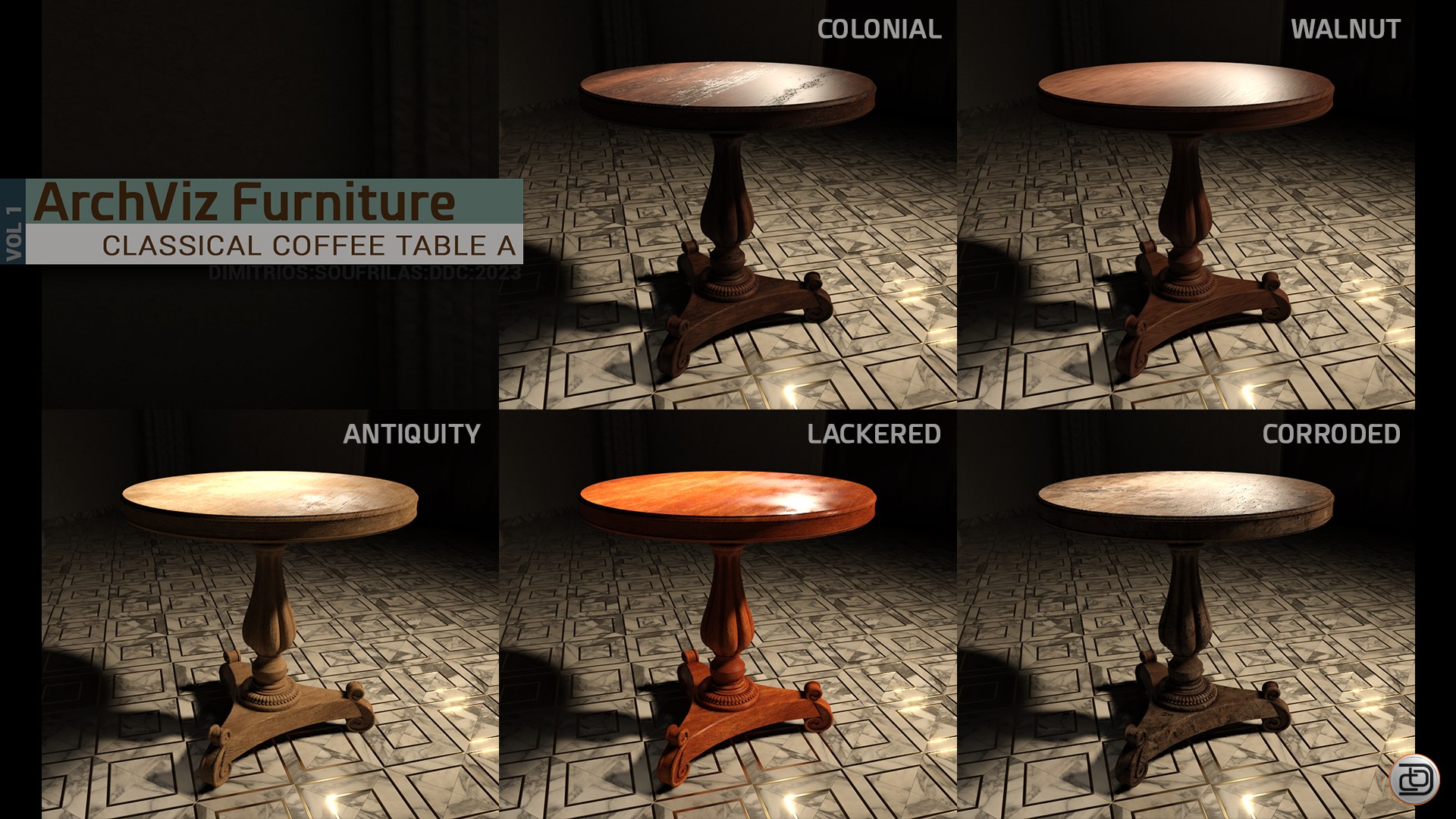 3D Classical Coffee Table A - TurboSquid 2032543