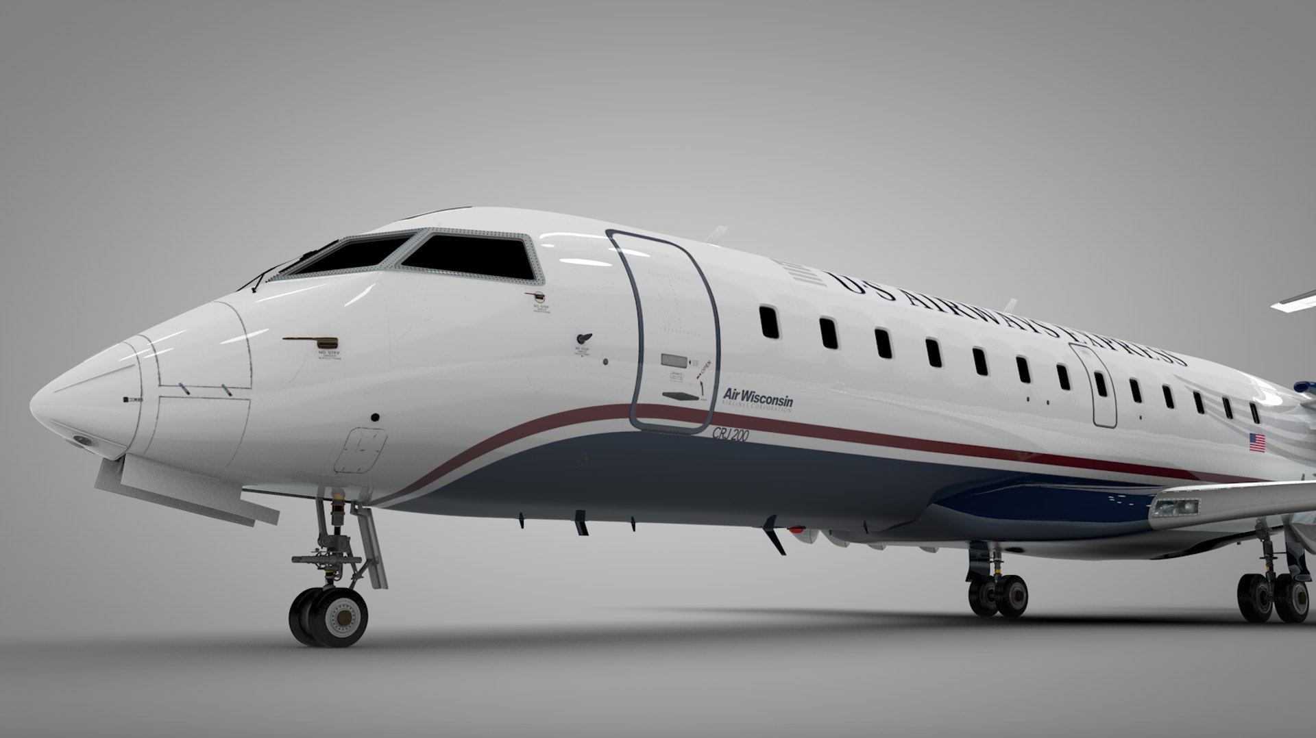 3D Air Wisconsin Airways Express Model - TurboSquid 1611918