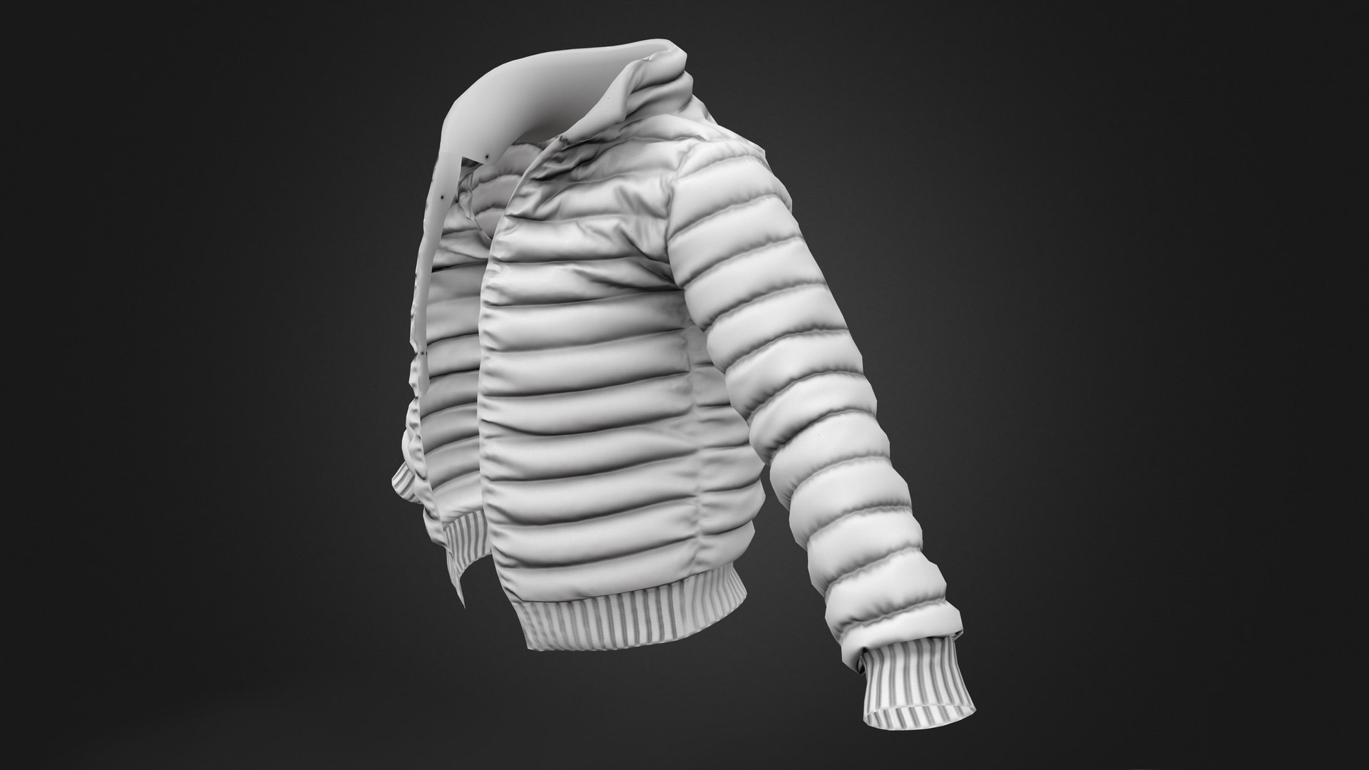 Open Front Shiny Black Padded Jacket 3D model - TurboSquid 1964948