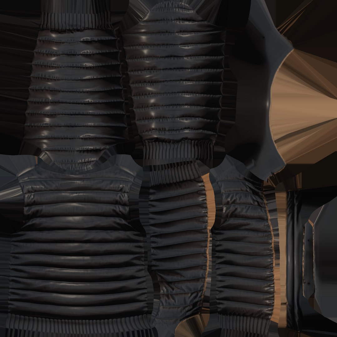 Open Front Shiny Black Padded Jacket 3D model - TurboSquid 1964948