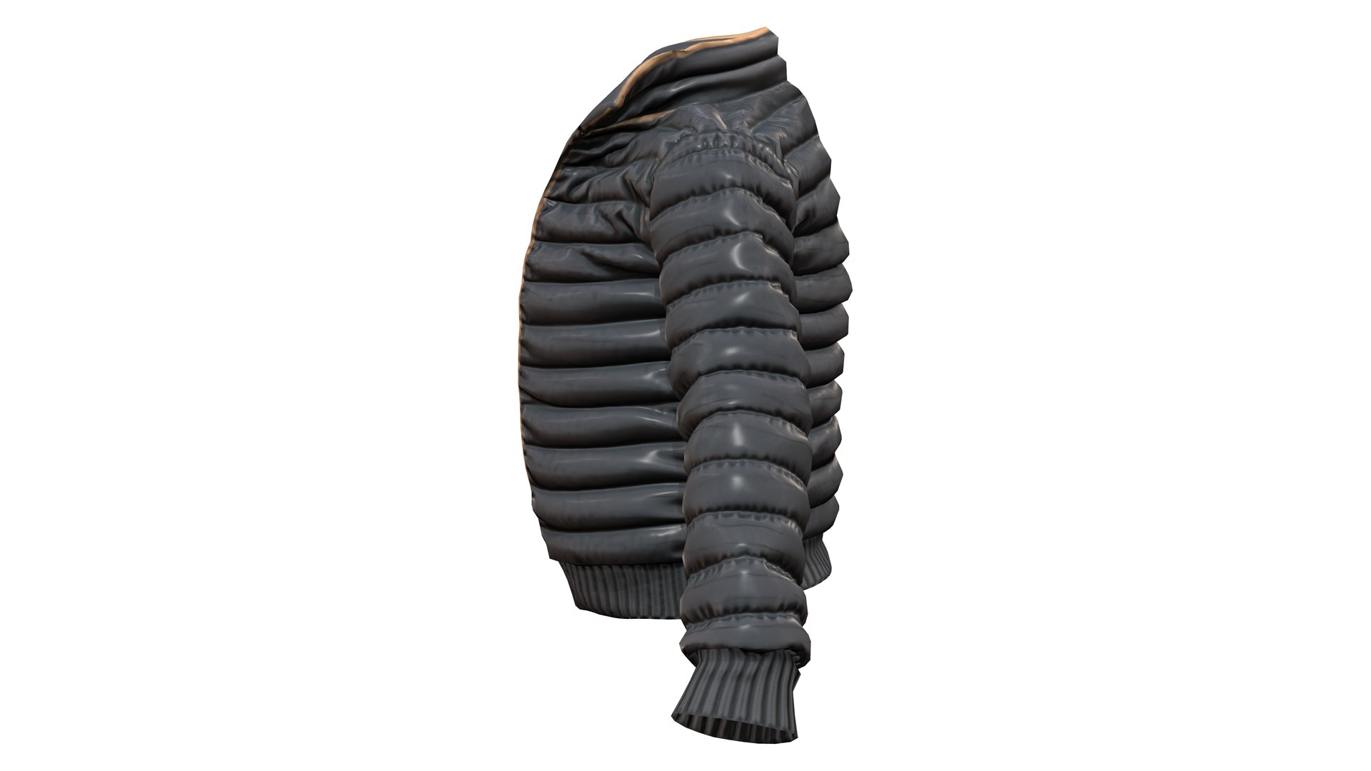 Open Front Shiny Black Padded Jacket 3D model - TurboSquid 1964948