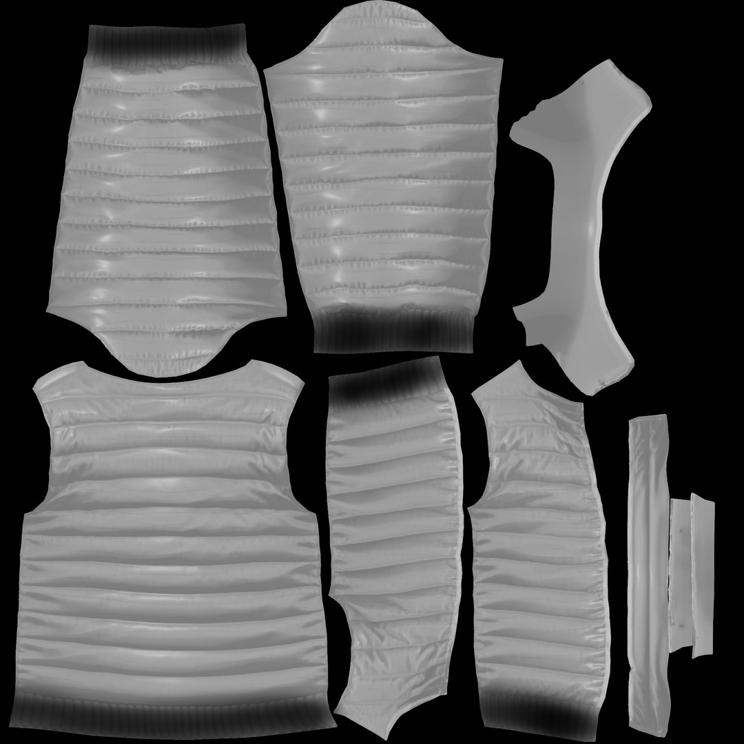 Open Front Shiny Black Padded Jacket 3D model - TurboSquid 1964948