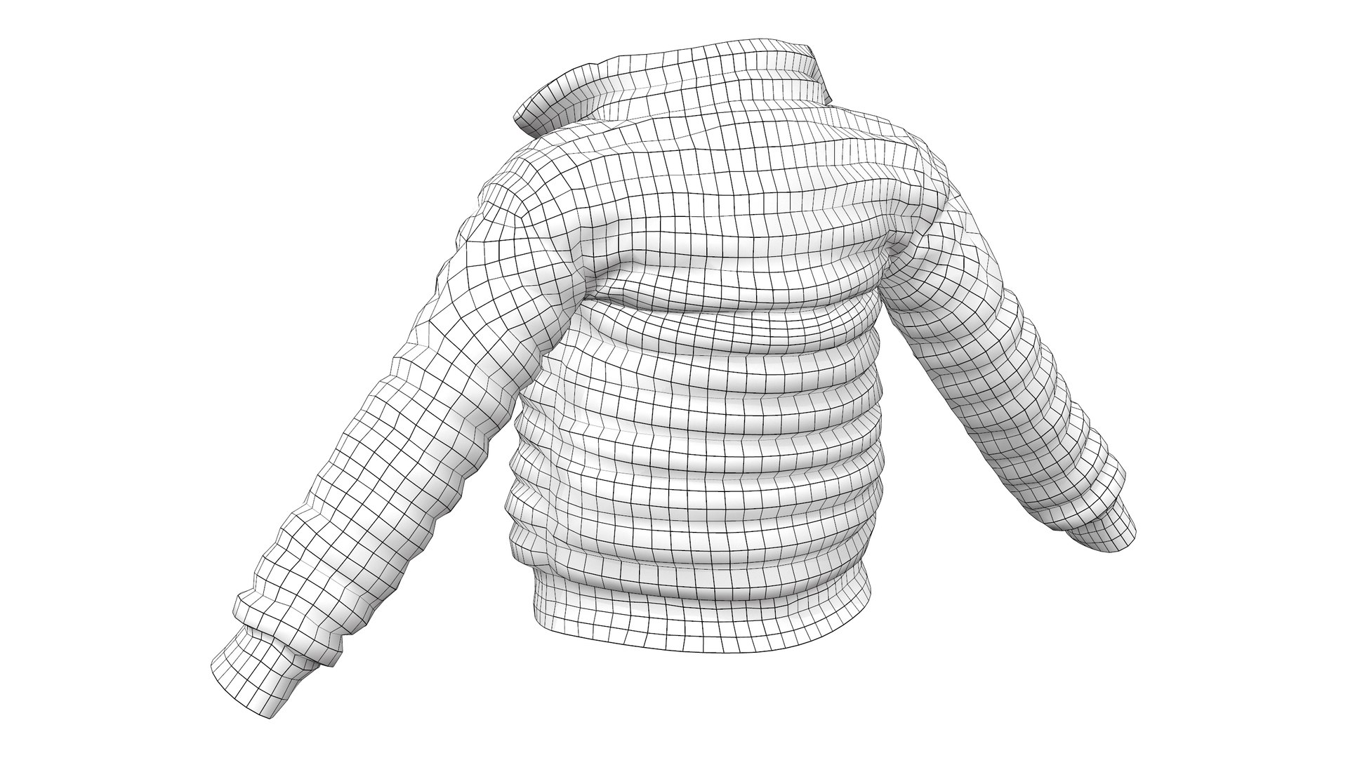 Open Front Shiny Black Padded Jacket 3D model - TurboSquid 1964948