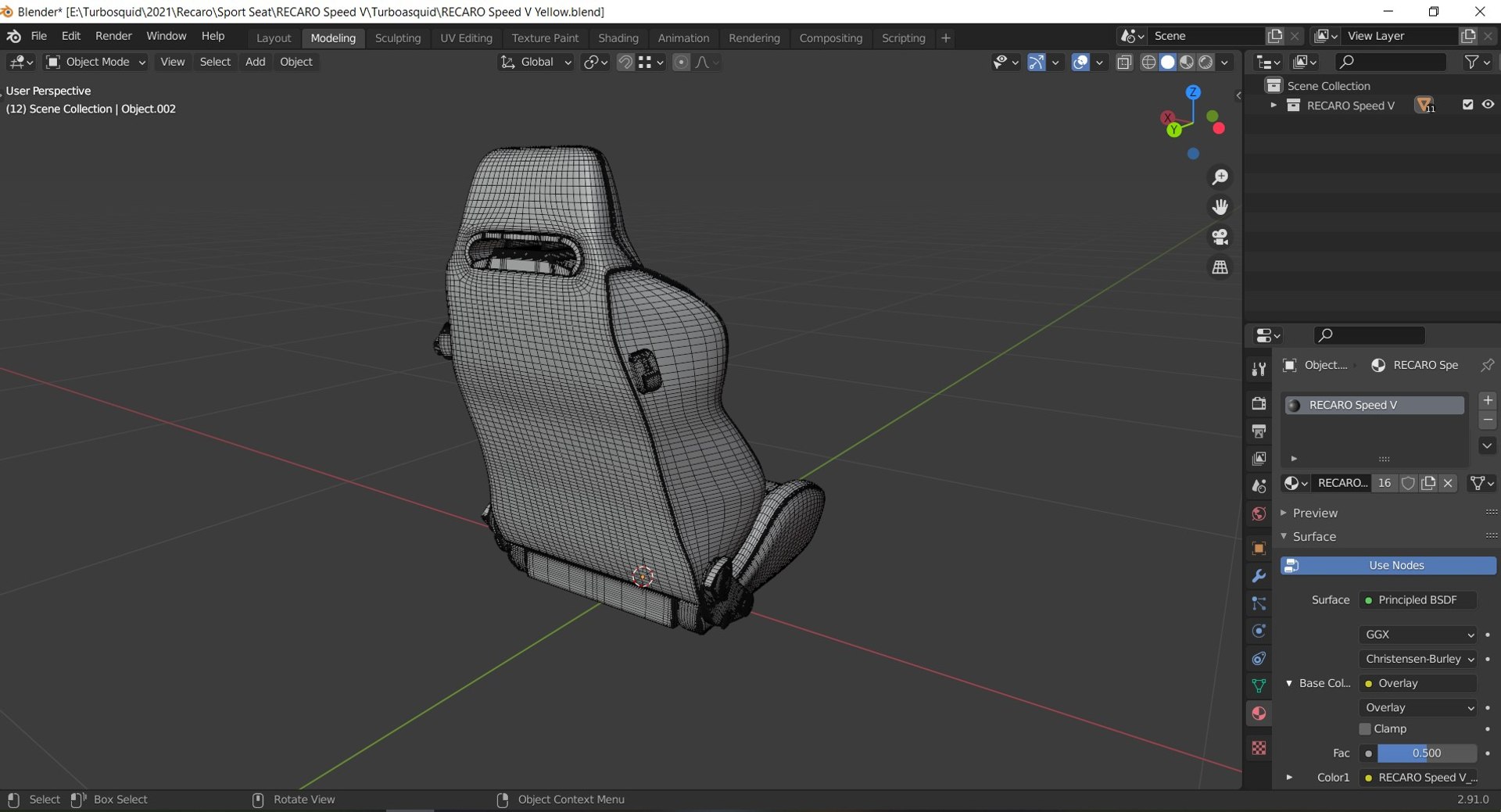 3D RECARO Speed V Yellow Seat Model - TurboSquid 1772797