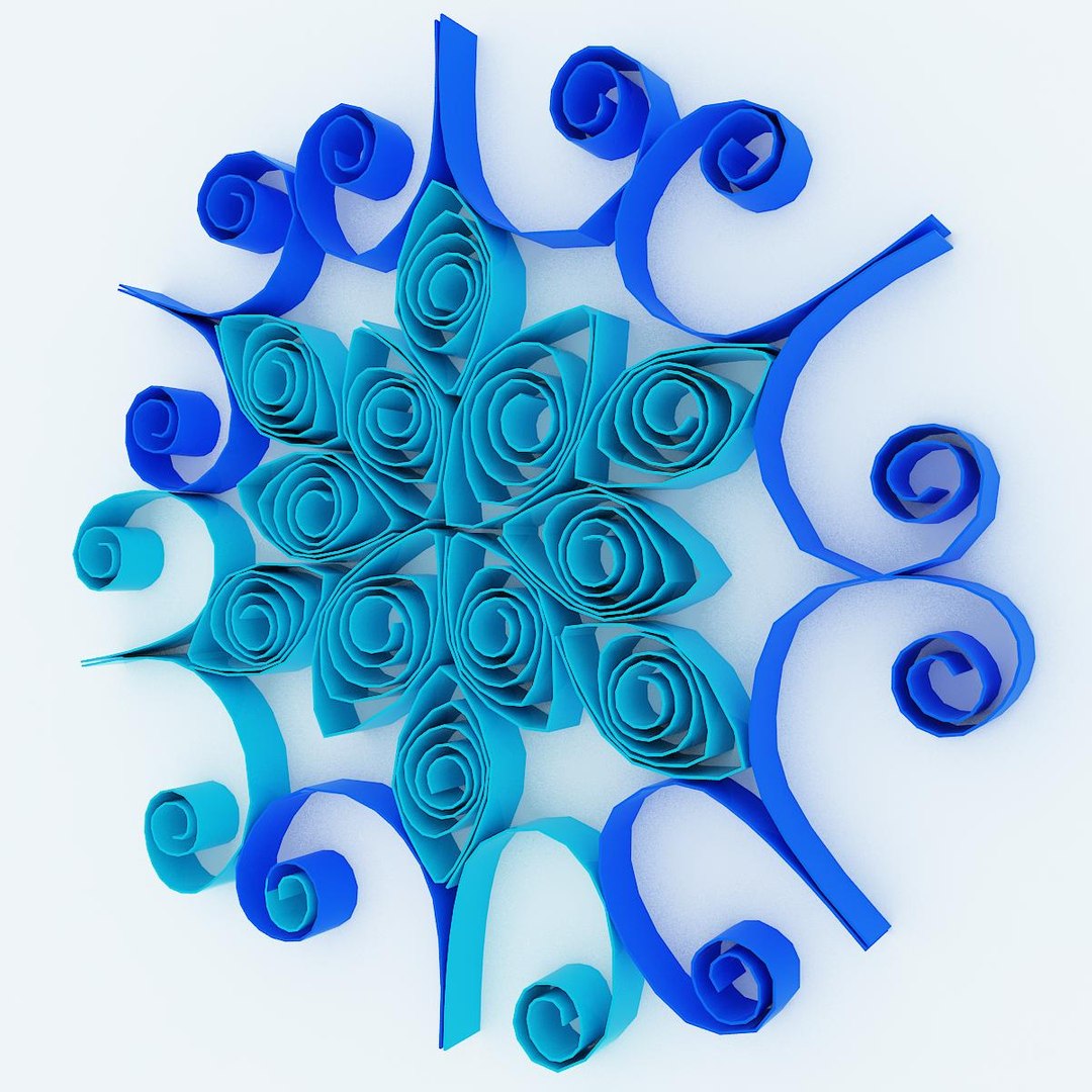 3d model quilling snowflakes grid 01