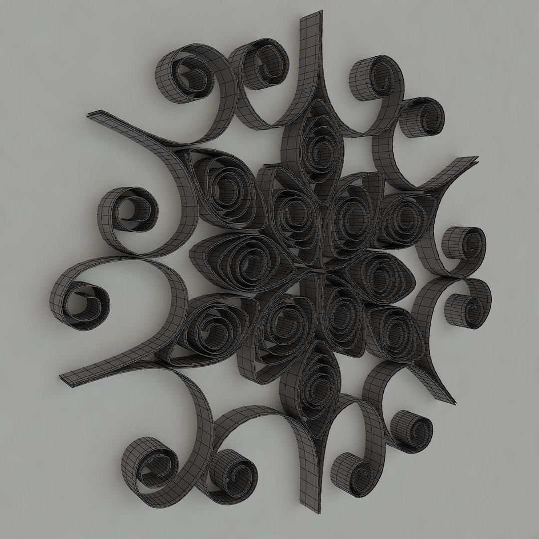 3d model quilling snowflakes grid 01